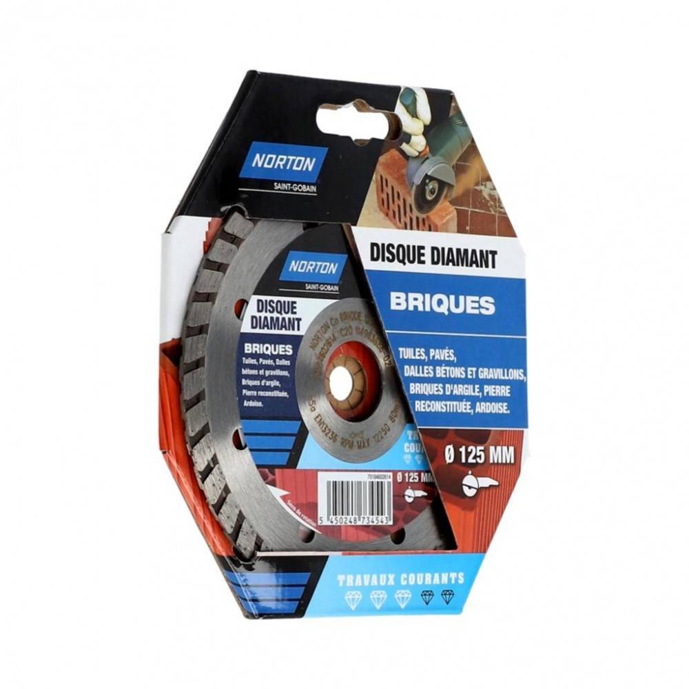 Disque diamant courant segmenté pour brique NORTON, Diam.125 mm - Jardiland