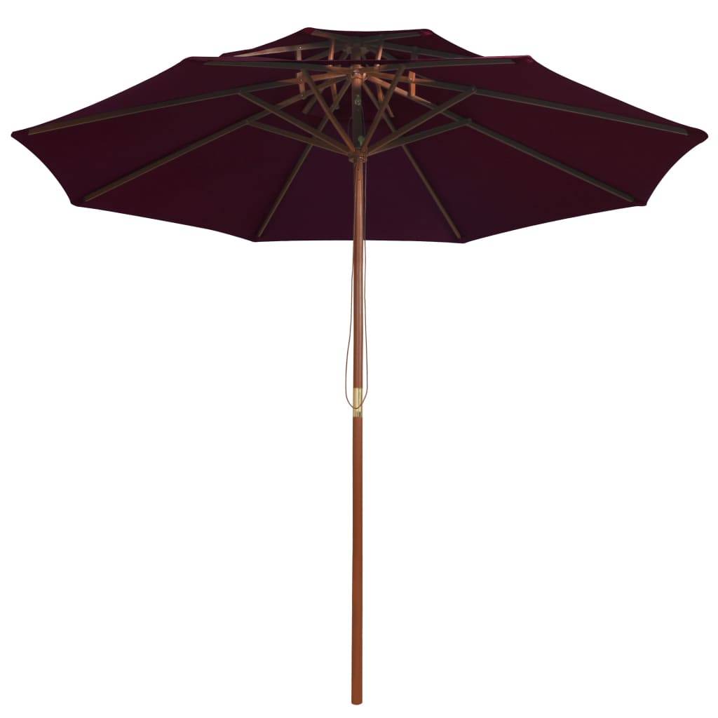 Parasol à double auvent bois rouge bordeaux 270 x 270 x 256 cm ...