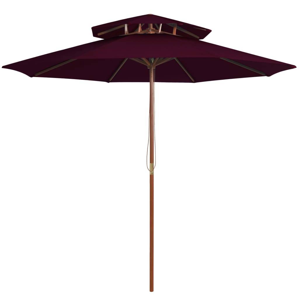 Parasol à double auvent bois rouge bordeaux 270 x 270 x 256 cm ...