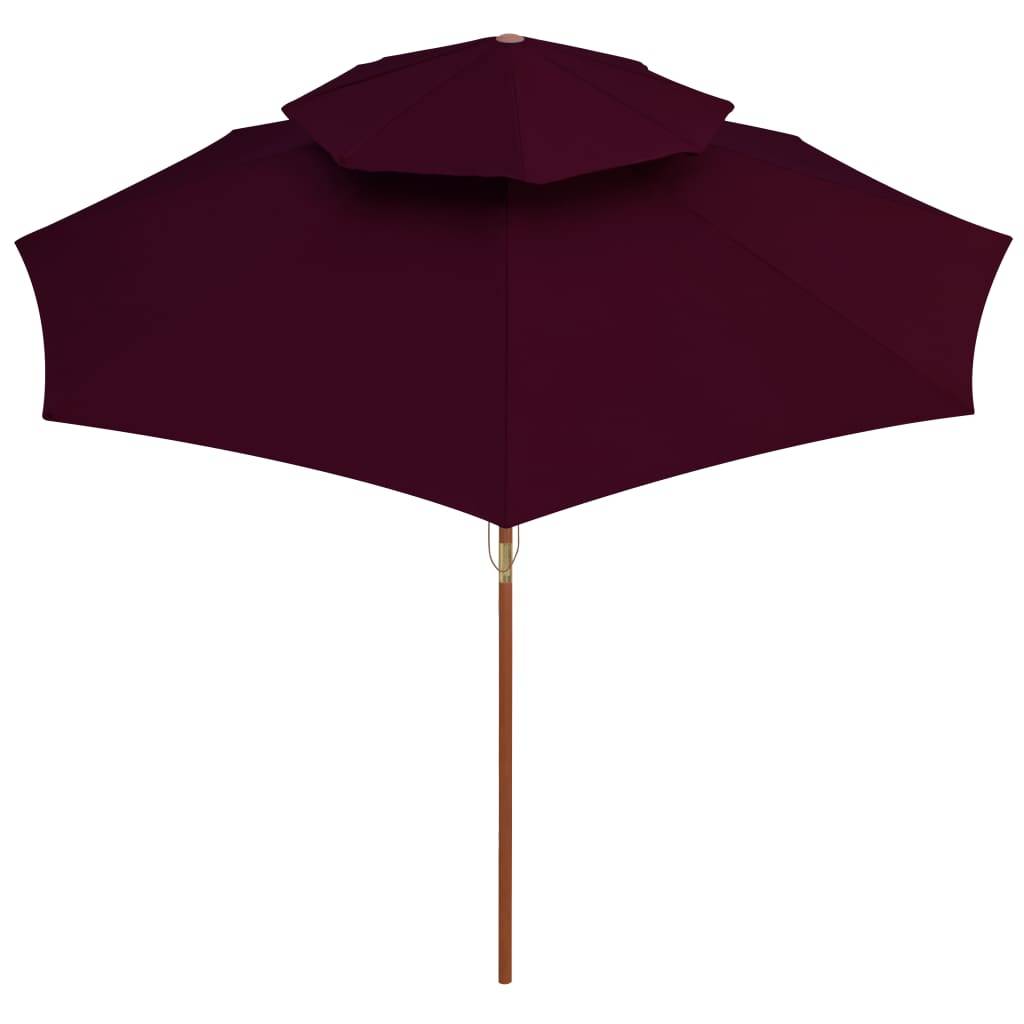 Parasol à double auvent bois rouge bordeaux 270 x 270 x 256 cm ...