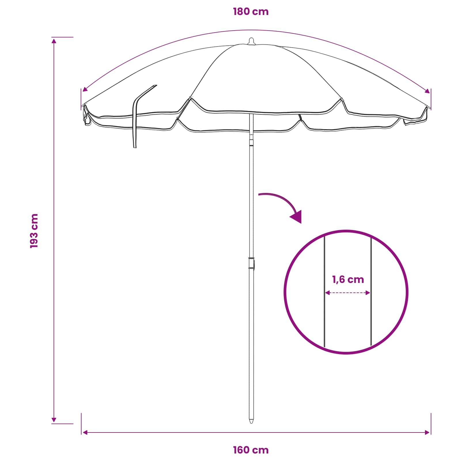 Parasol de jardin polyester 170T bleu et blanc - PANGIVO - Jardiland