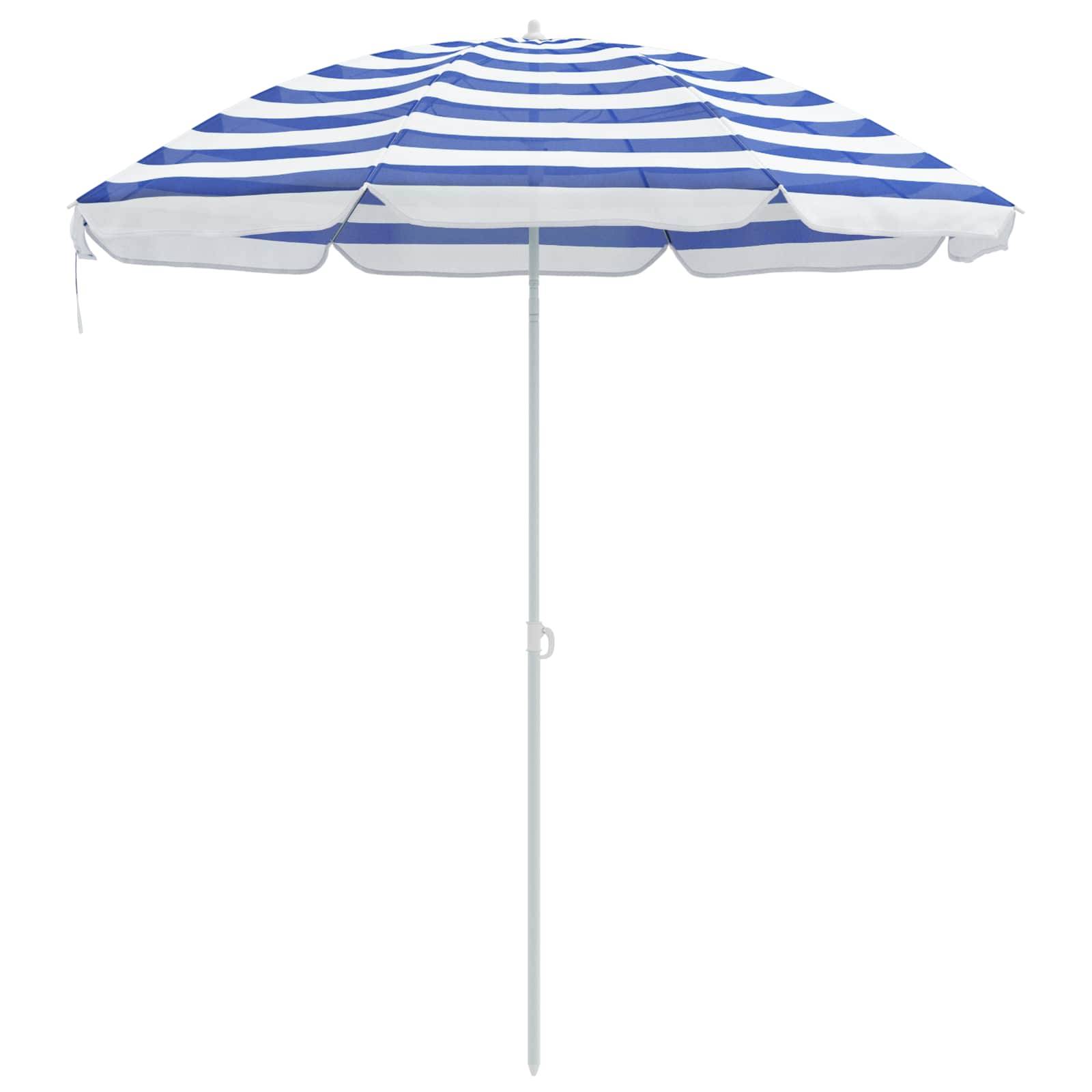 Parasol de jardin polyester 170T bleu et blanc - PANGIVO - Jardiland