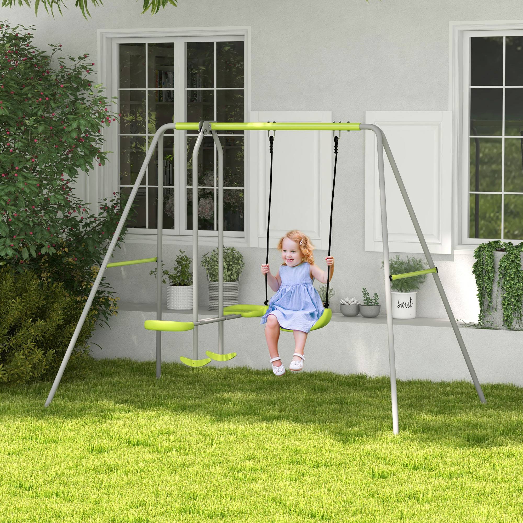 Balançoire enfant, balançoire de jardin extérieure avec 1 balancelle ...