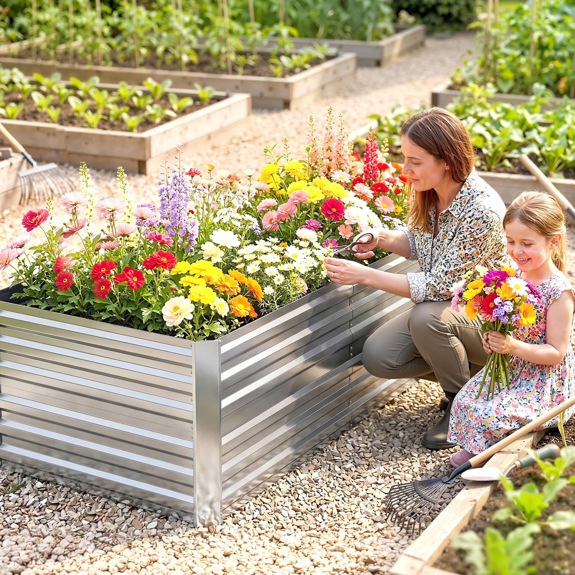 Carré potager acier galvanisé griss 180 x 90 x 59 cm - PANGIVO - Jardiland