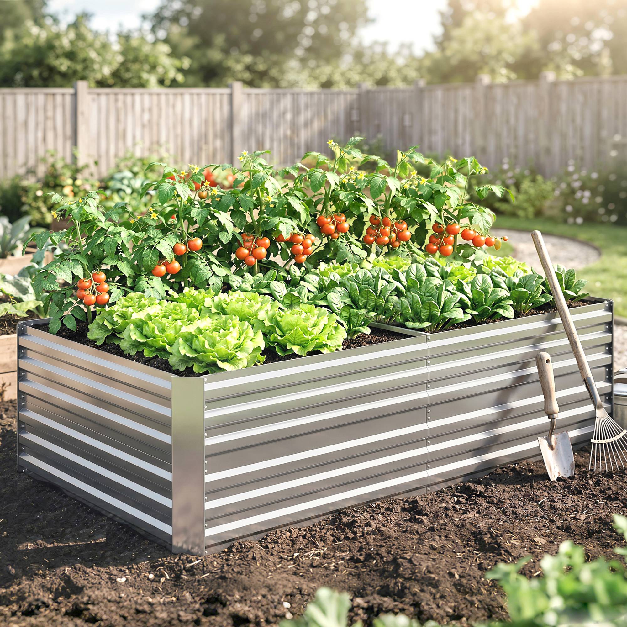 Carré potager acier galvanisé griss 180 x 90 x 59 cm - PANGIVO - Jardiland
