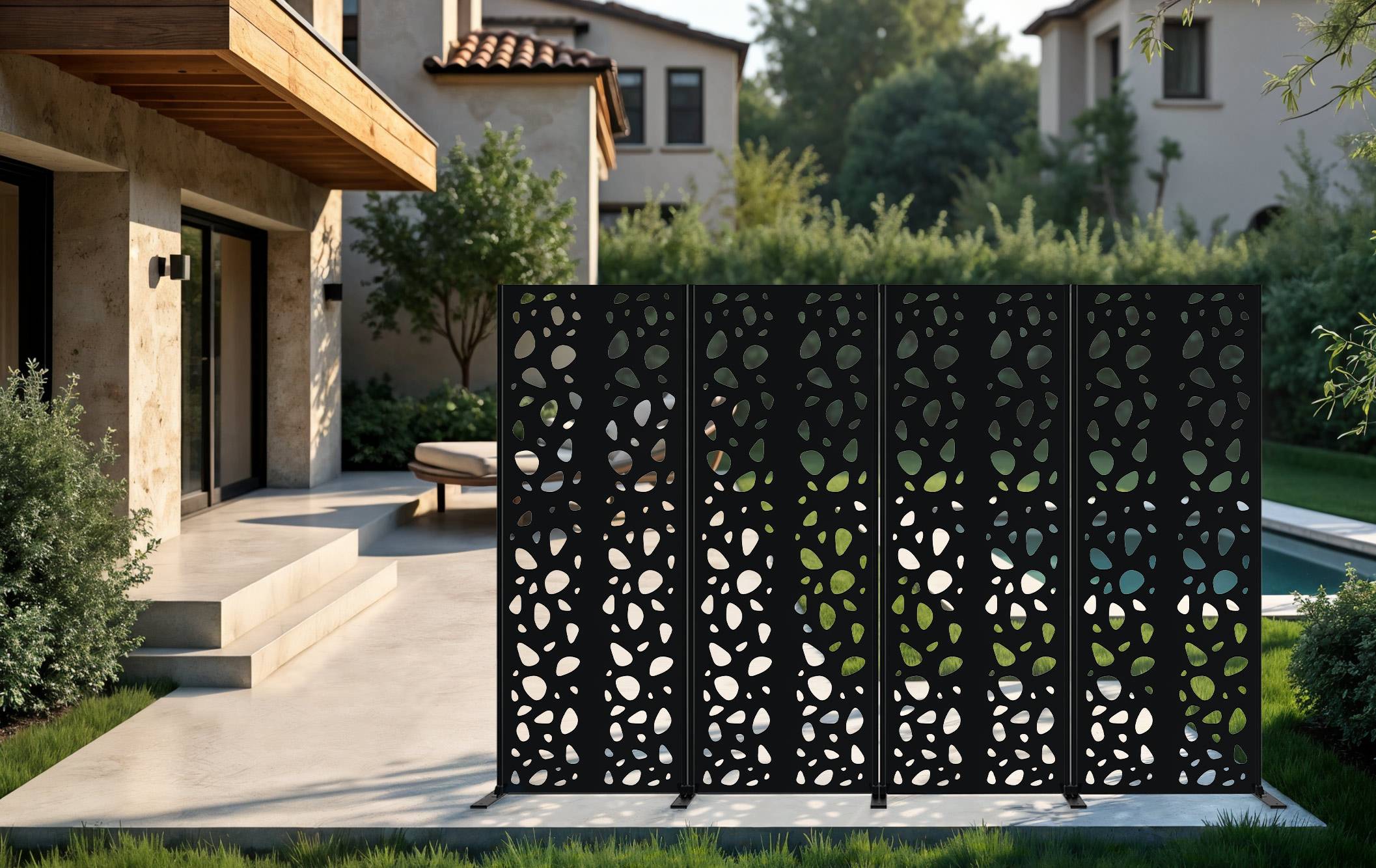Lot de 3 panneaux décoratifs SUNNY Noir H.160 cm motifs sur les côtés ...