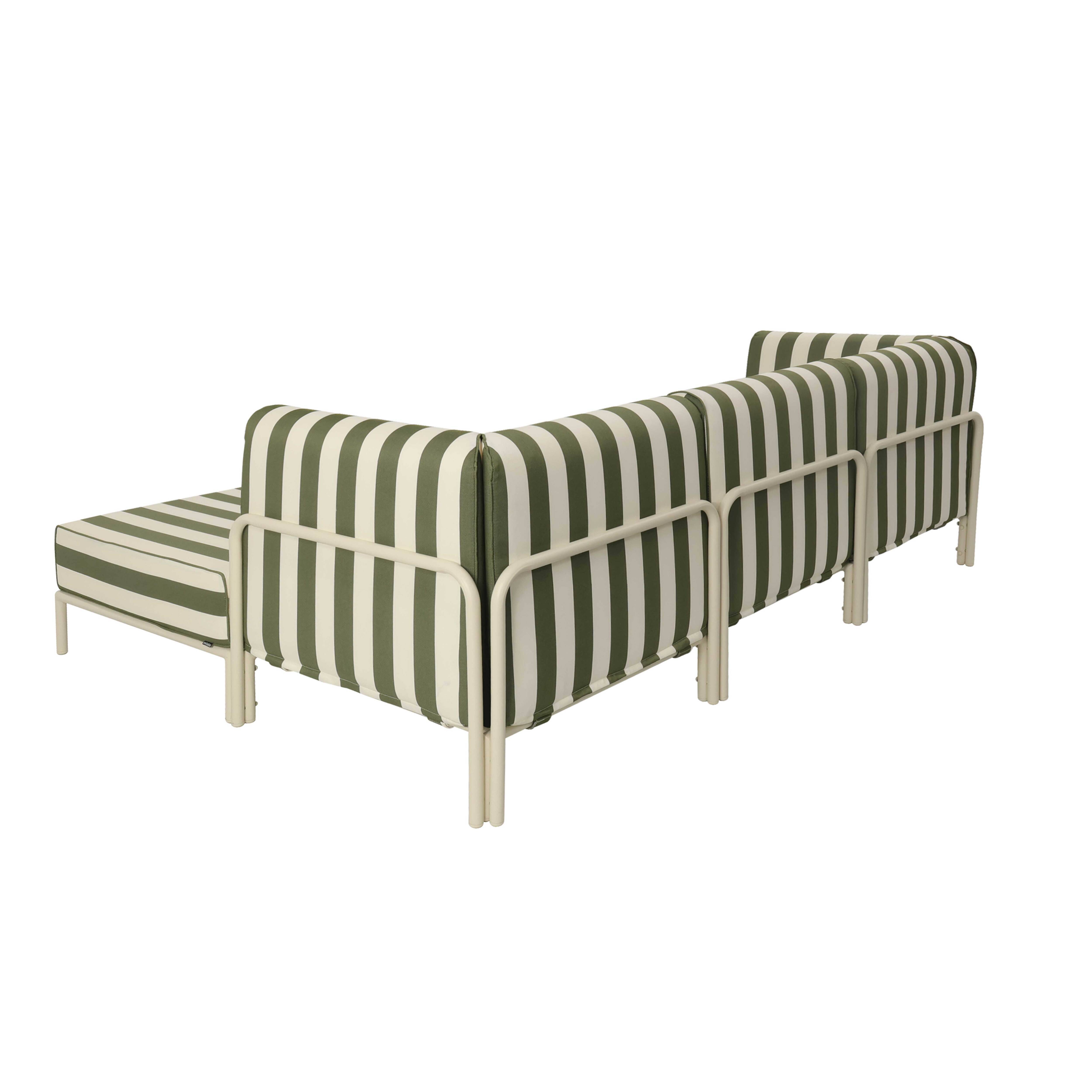 Salon de jardin bas modulable rayé 4 places vert kaki Patio - Oviala ...