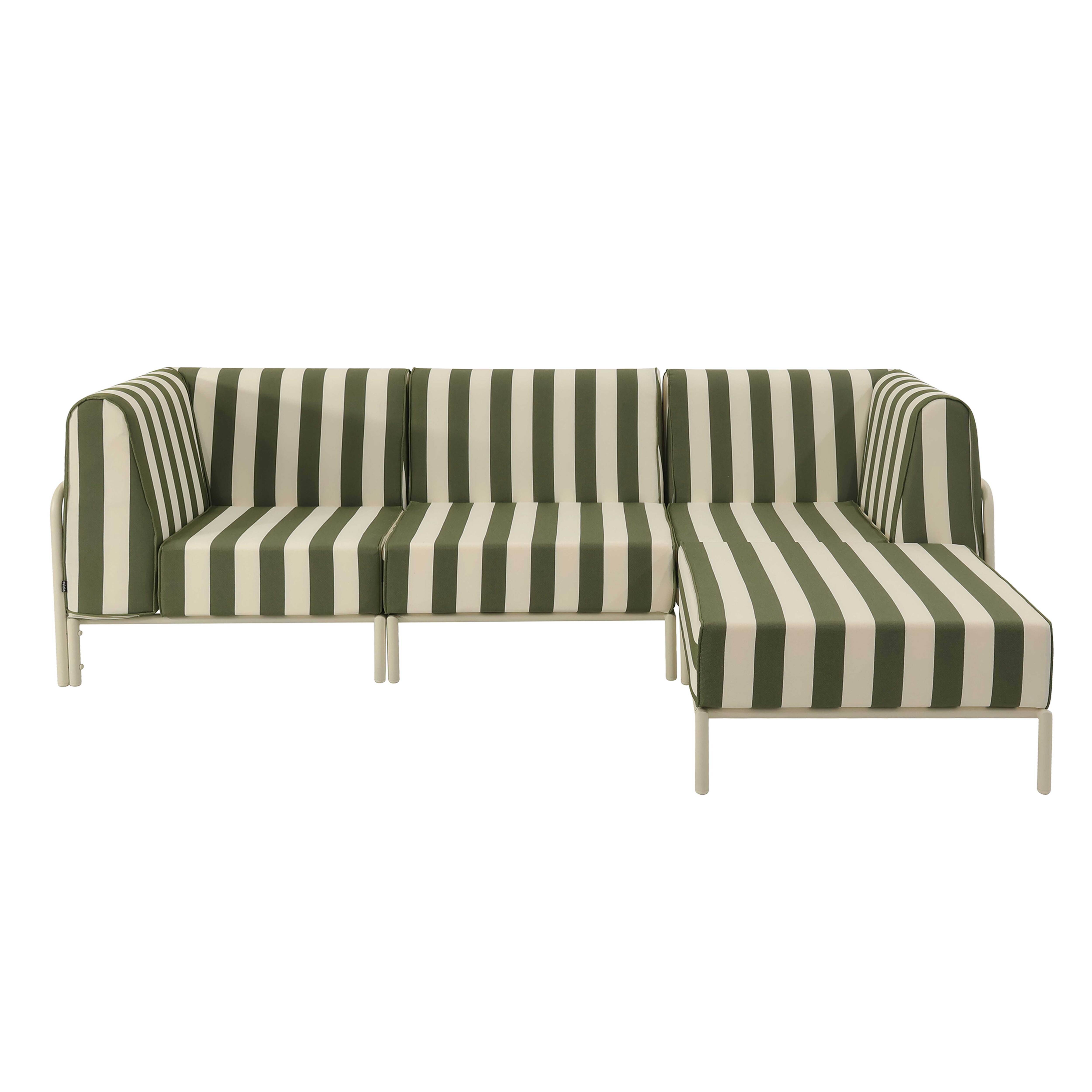 Salon de jardin bas modulable rayé 4 places vert kaki Patio - Oviala ...