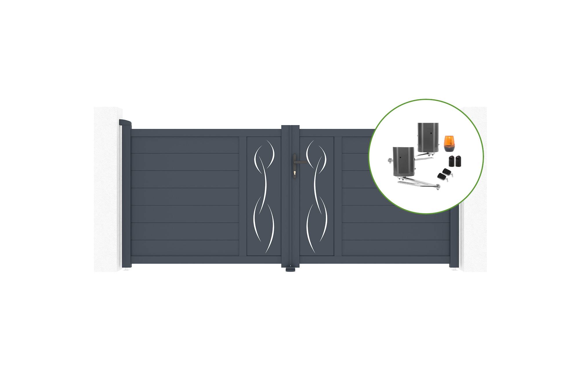 Portail battant 3 m LIFE H.120 cm alu + motorisation BUNKER B500 ...