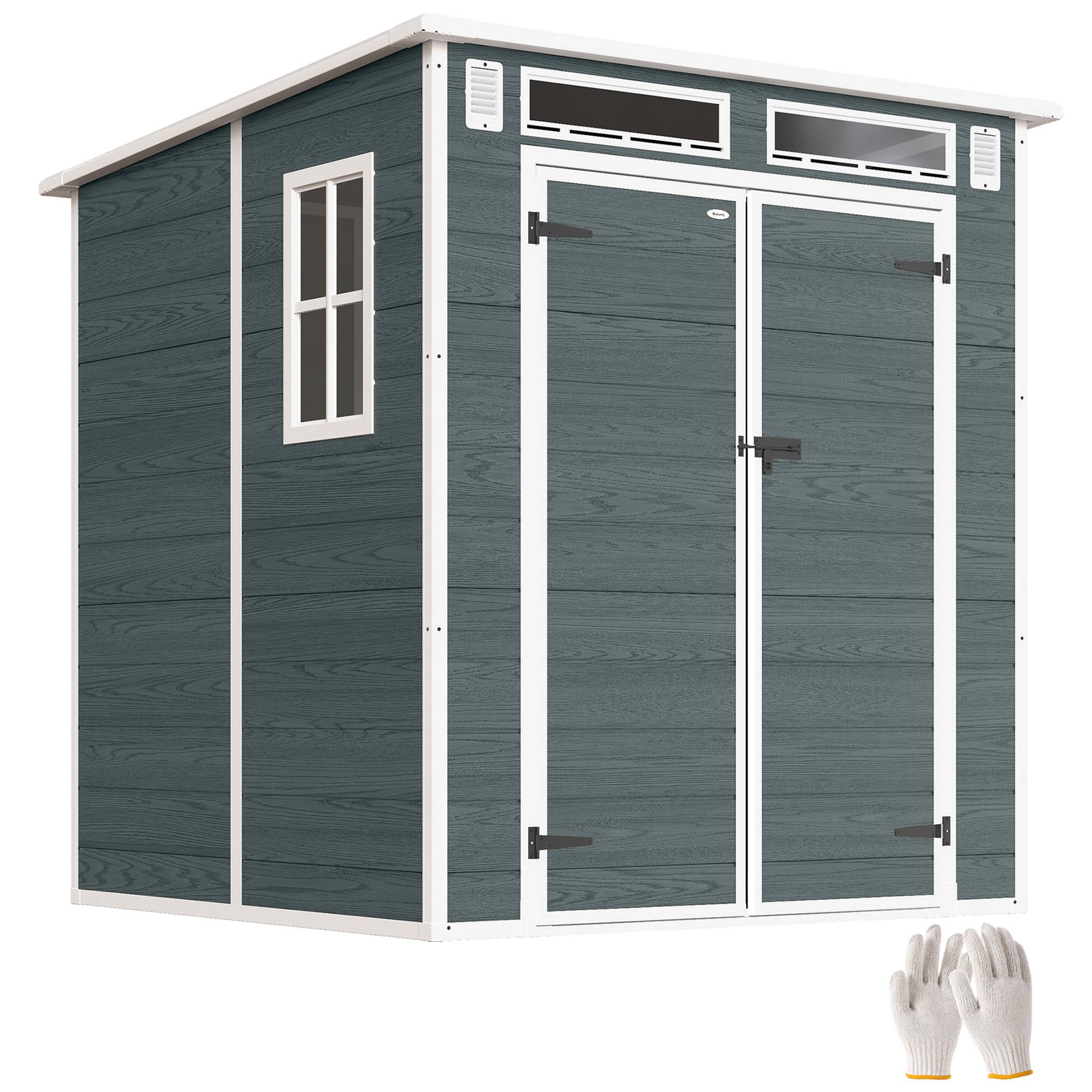 Abri de Jardin en Résine Cabanon de Rangement Double Porte 3 Fenêtres ...