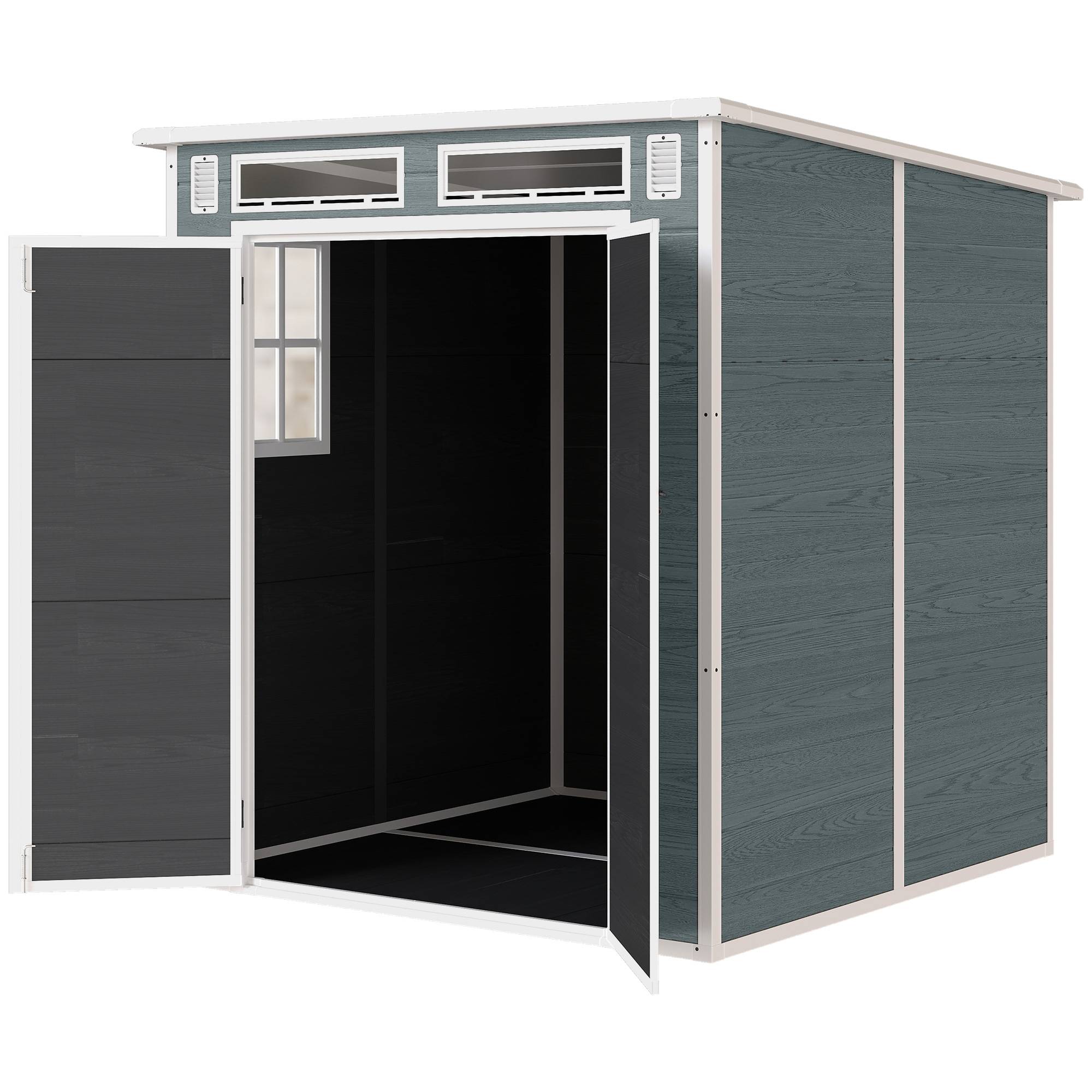 Abri de Jardin en Résine Cabanon de Rangement Double Porte 3 Fenêtres ...