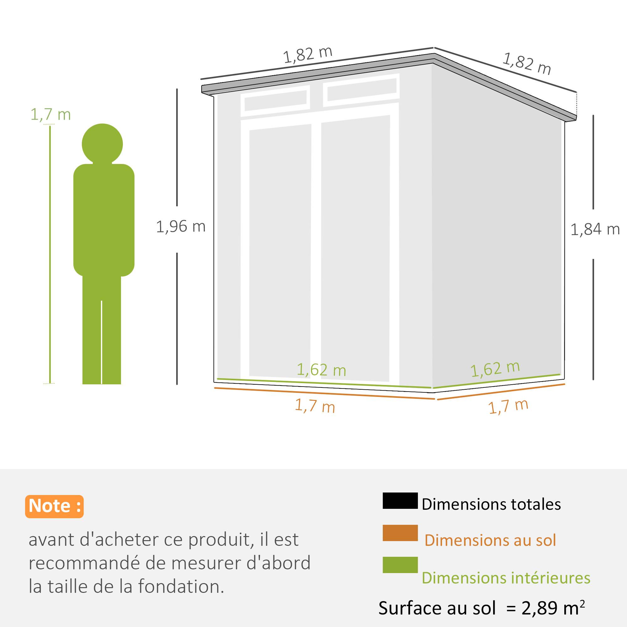 Abri de Jardin en Résine Cabanon de Rangement Double Porte 3 Fenêtres ...