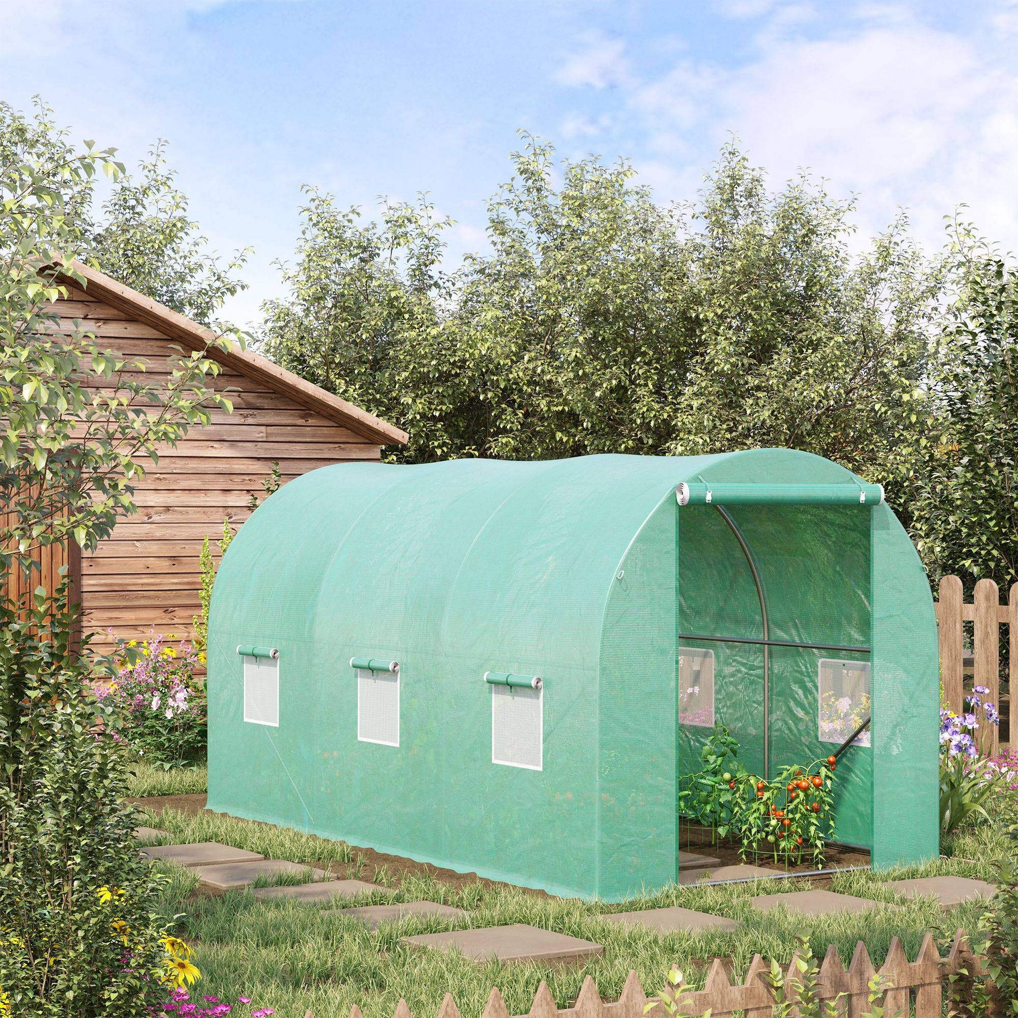 Serre de Jardin Tunnel 8 m² 4L x 2l x 1,9H m Acier galvanisé renforcé ...