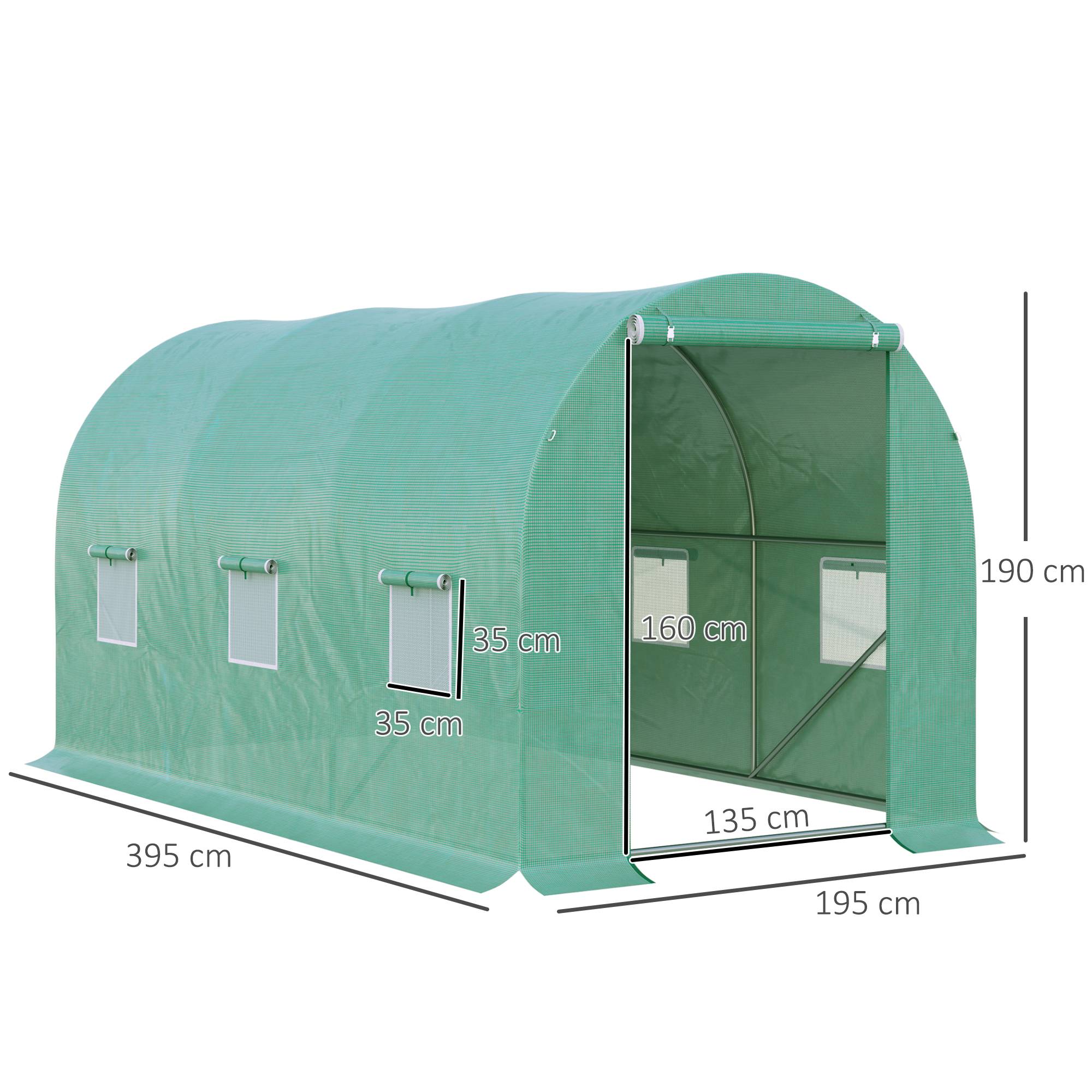 Serre de Jardin Tunnel 8 m² 4L x 2l x 1,9H m Acier galvanisé renforcé ...