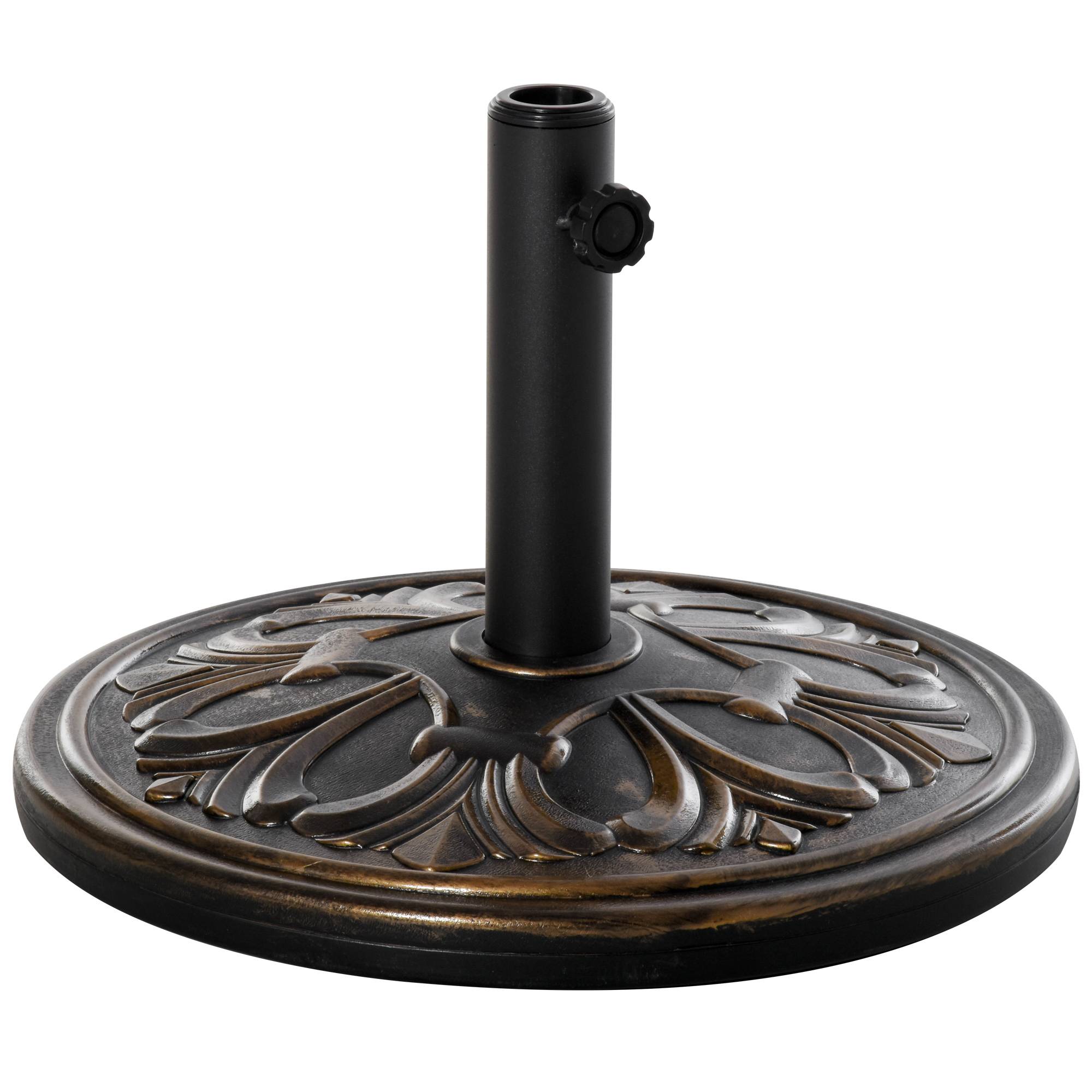 Pied de parasol en HDPE et ciment noir et doré 48 x 48 x 34 cm ...