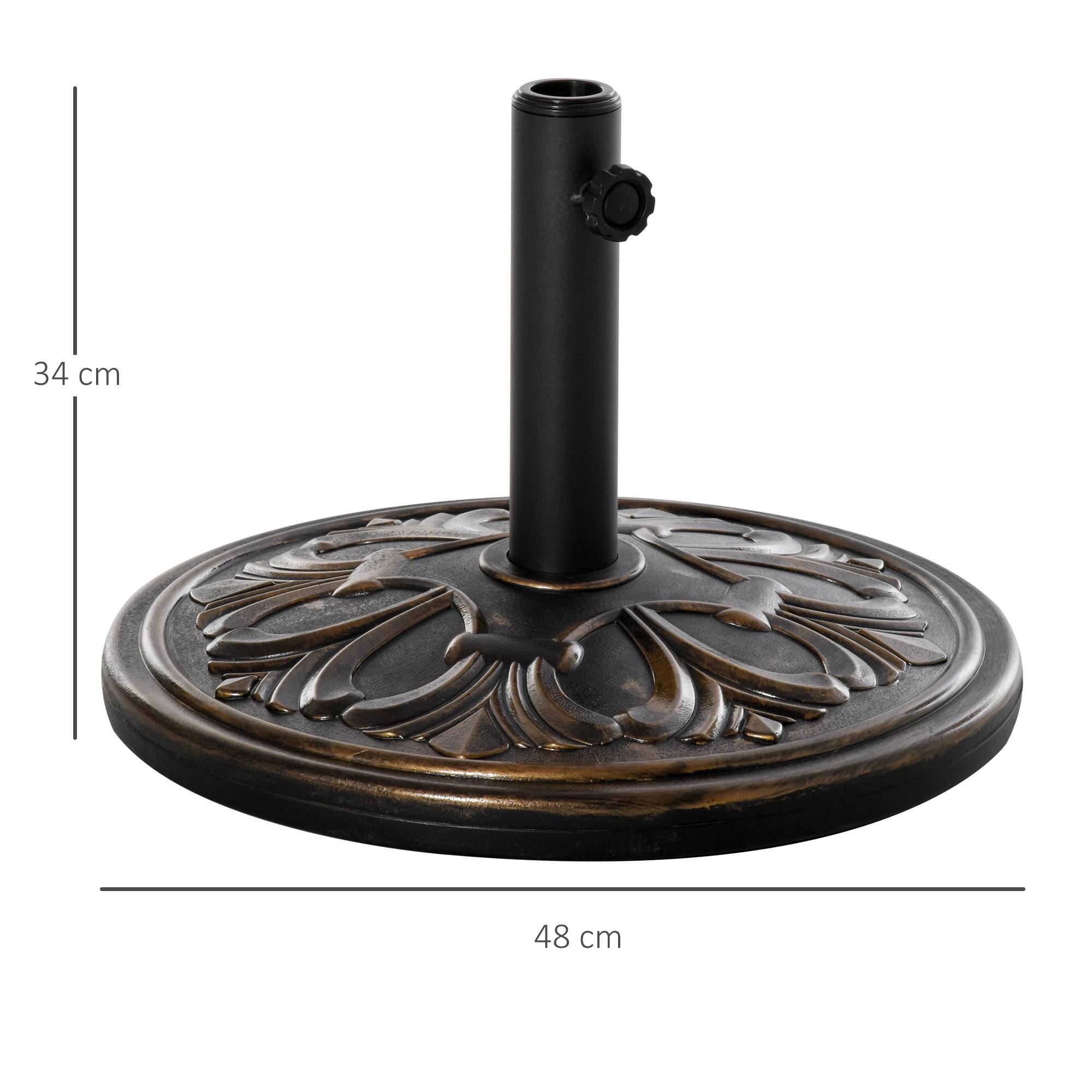 Pied de parasol en HDPE et ciment noir et doré 48 x 48 x 34 cm ...