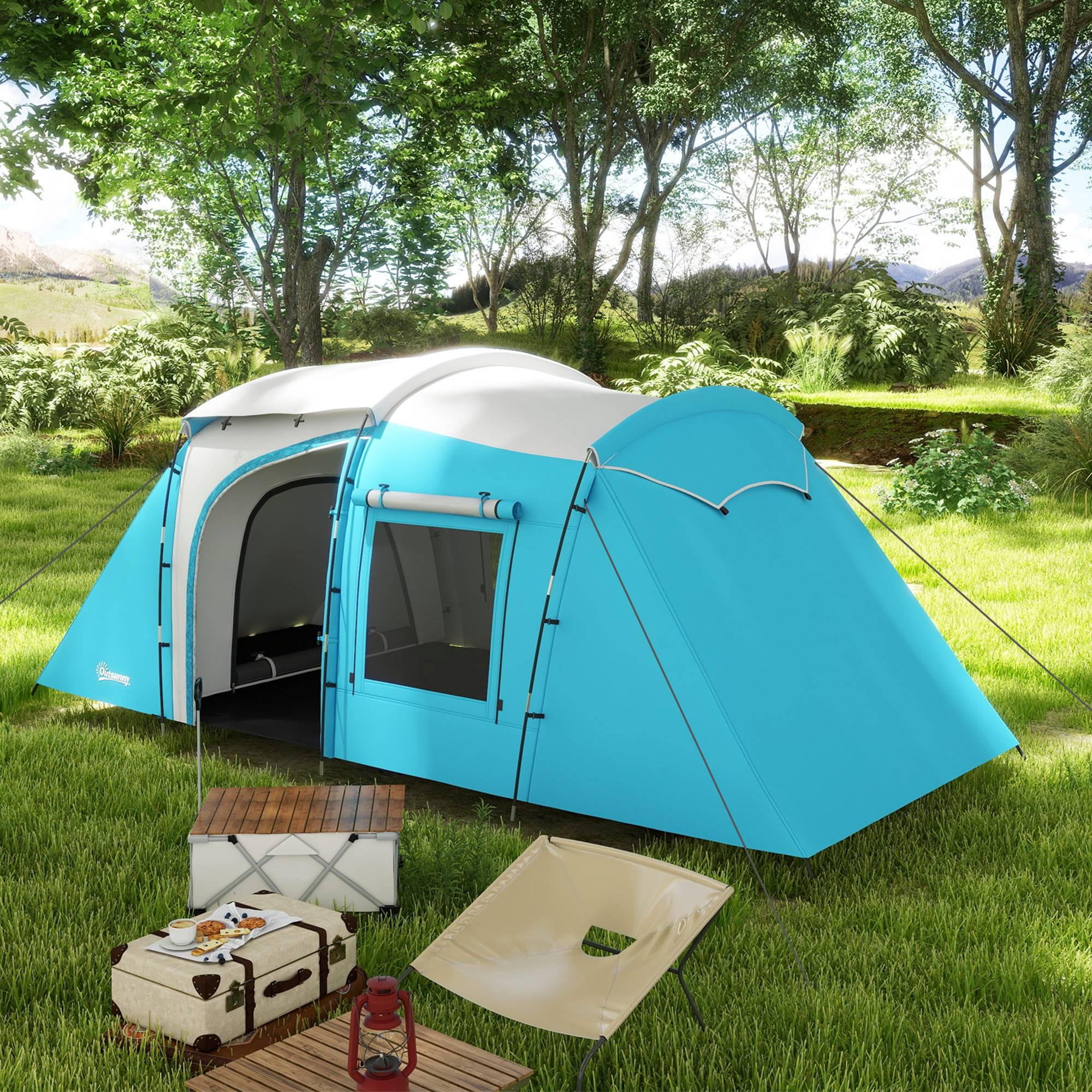 Tente de camping polyester gris 460 x 220 x 175 cm - PANGIVO - Jardiland