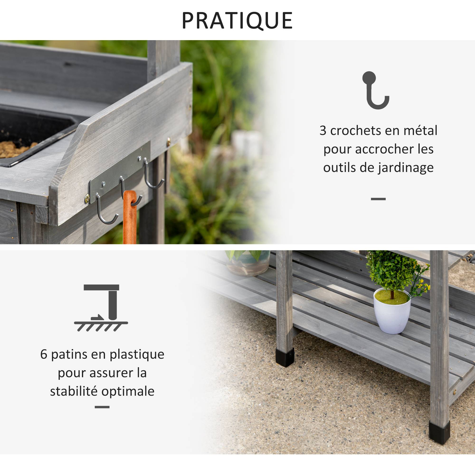 Table de rempotage multi-équipée table de jardinage avec tiroir, 3 ...
