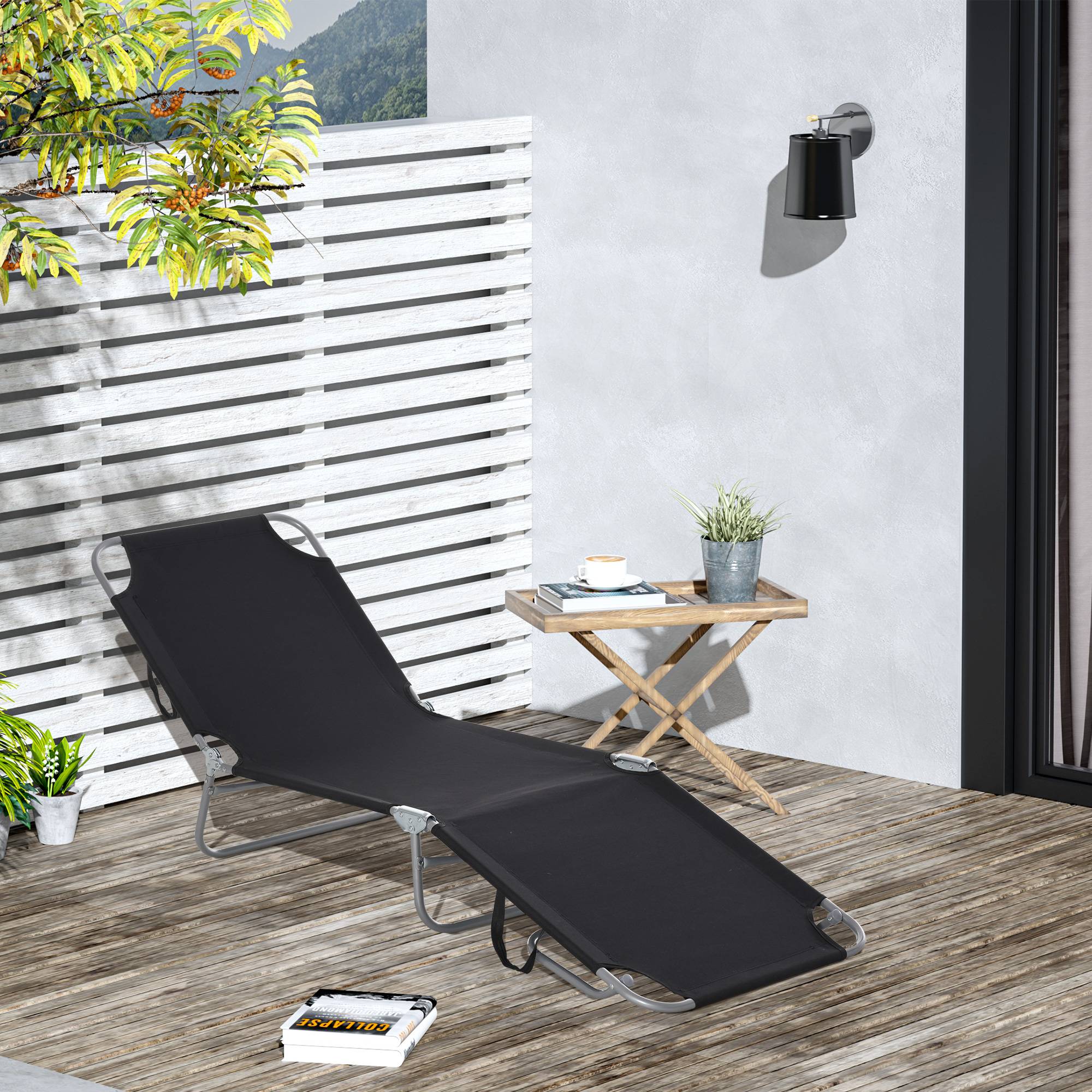 Bain de Soleil transat Pliable Dossier réglable Multipositions métal et ...