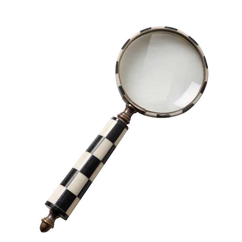 Loupe Damier Noir et Blanc résine 22x9cm - Jardiland