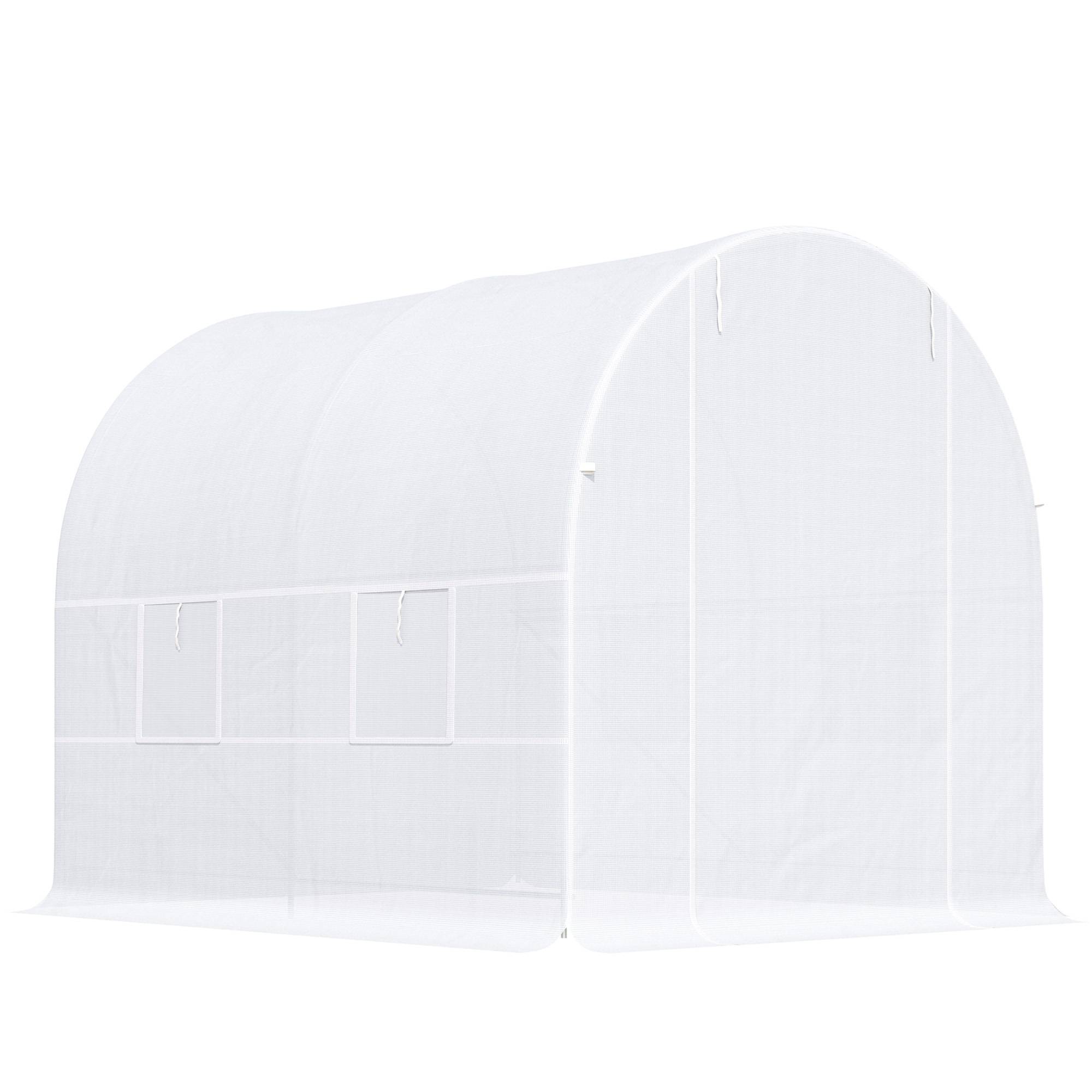 Serre tunnel acier PE blanc pour plantes protection hivernage aération ...