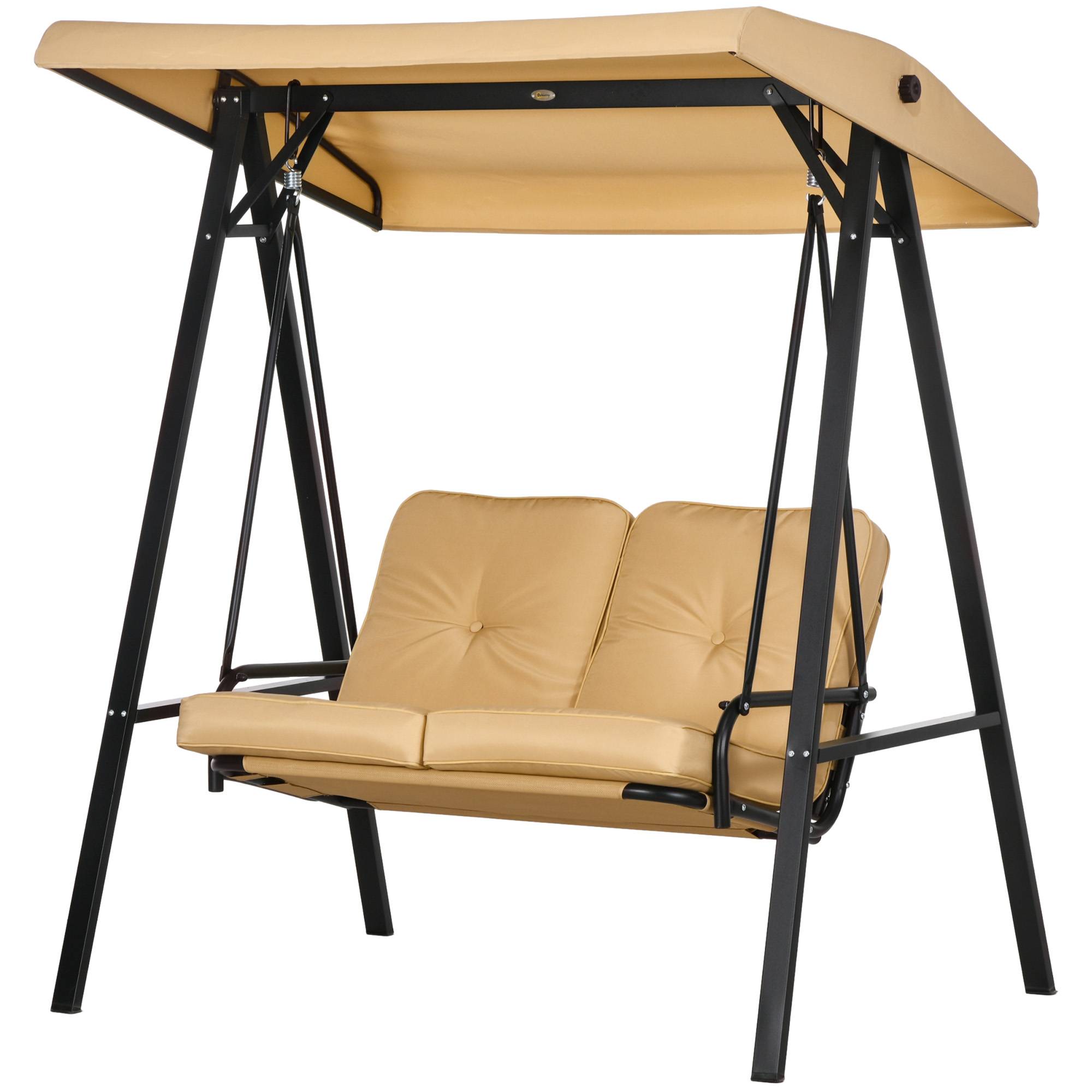 Balancelle de jardin acier thermolaqué beige 145 x 116 x 172 cm ...