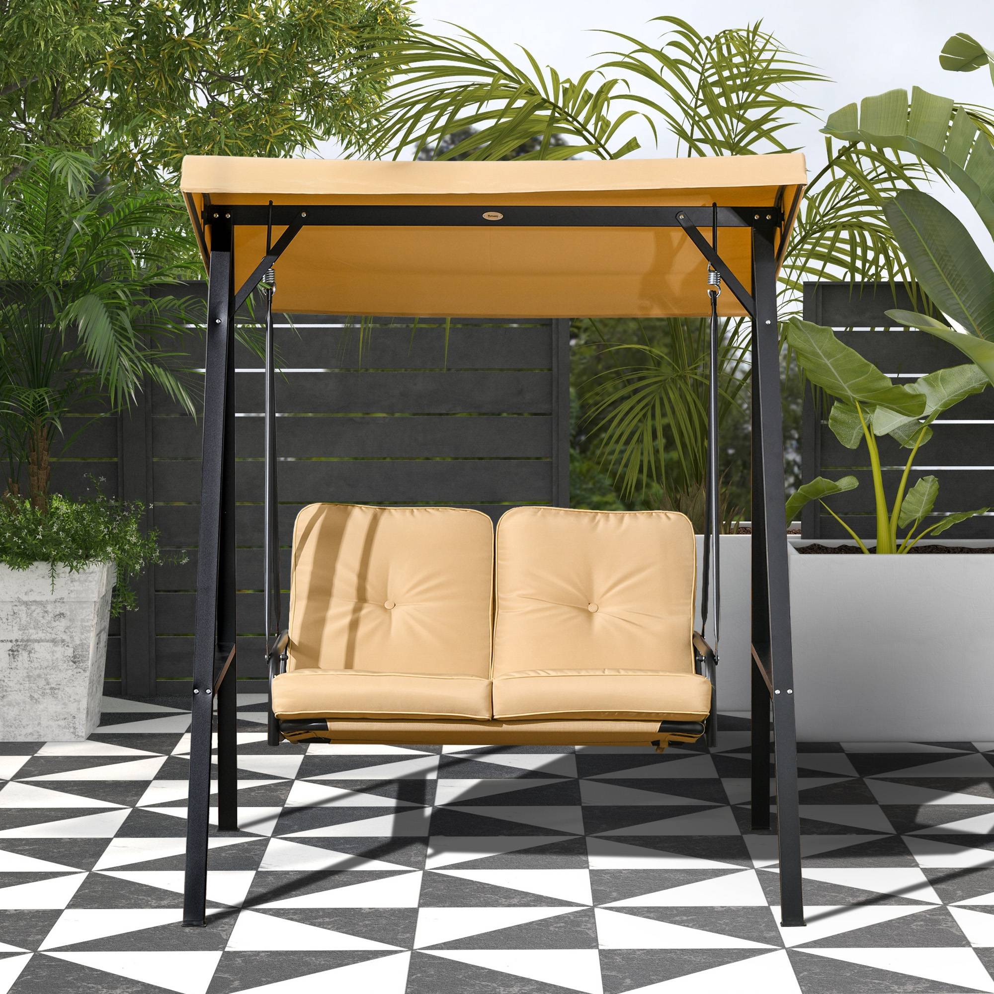 Balancelle de jardin acier thermolaqué beige 145 x 116 x 172 cm ...