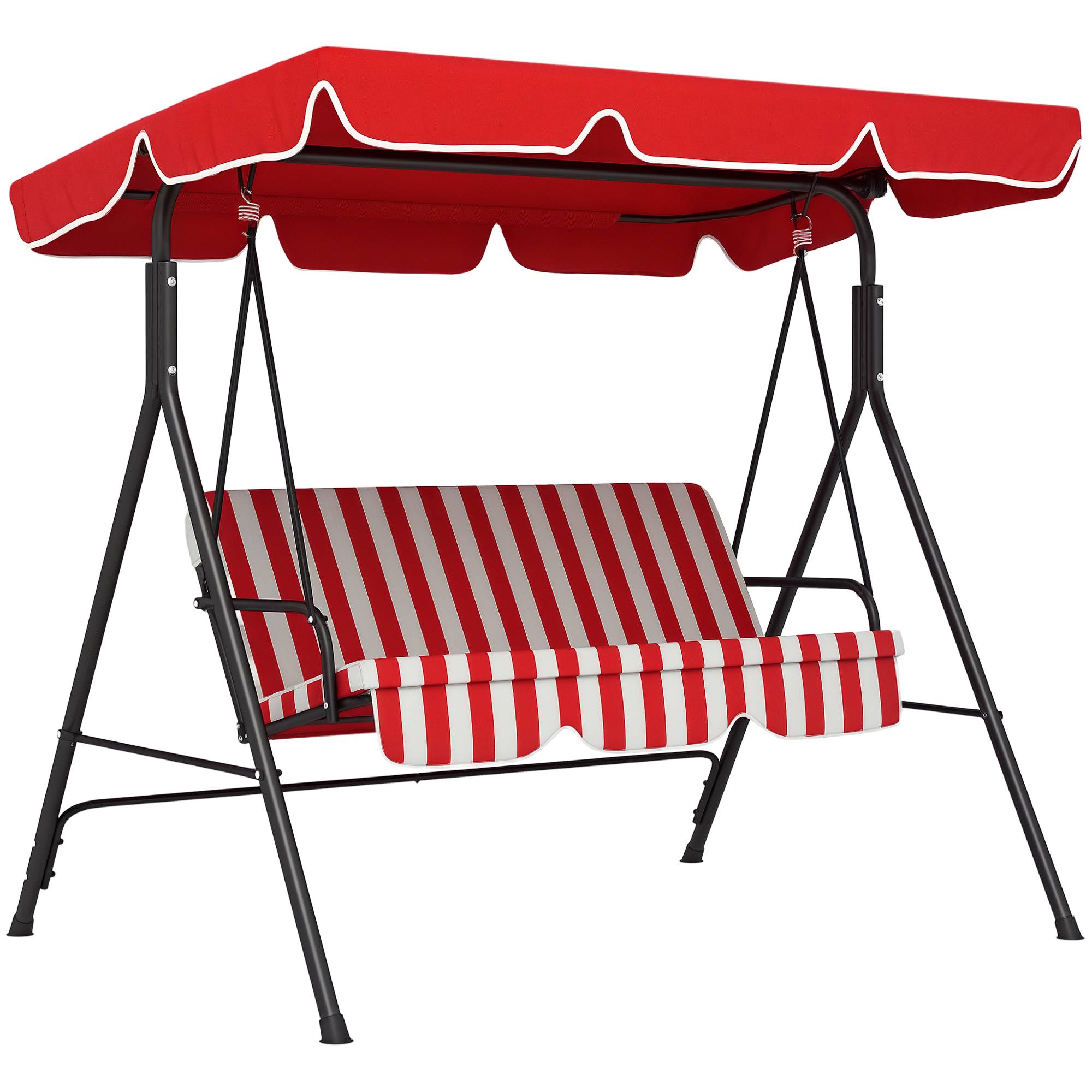 Balancelle de jardin acier noir et polyester rouge 172 x 110 x 153 cm ...