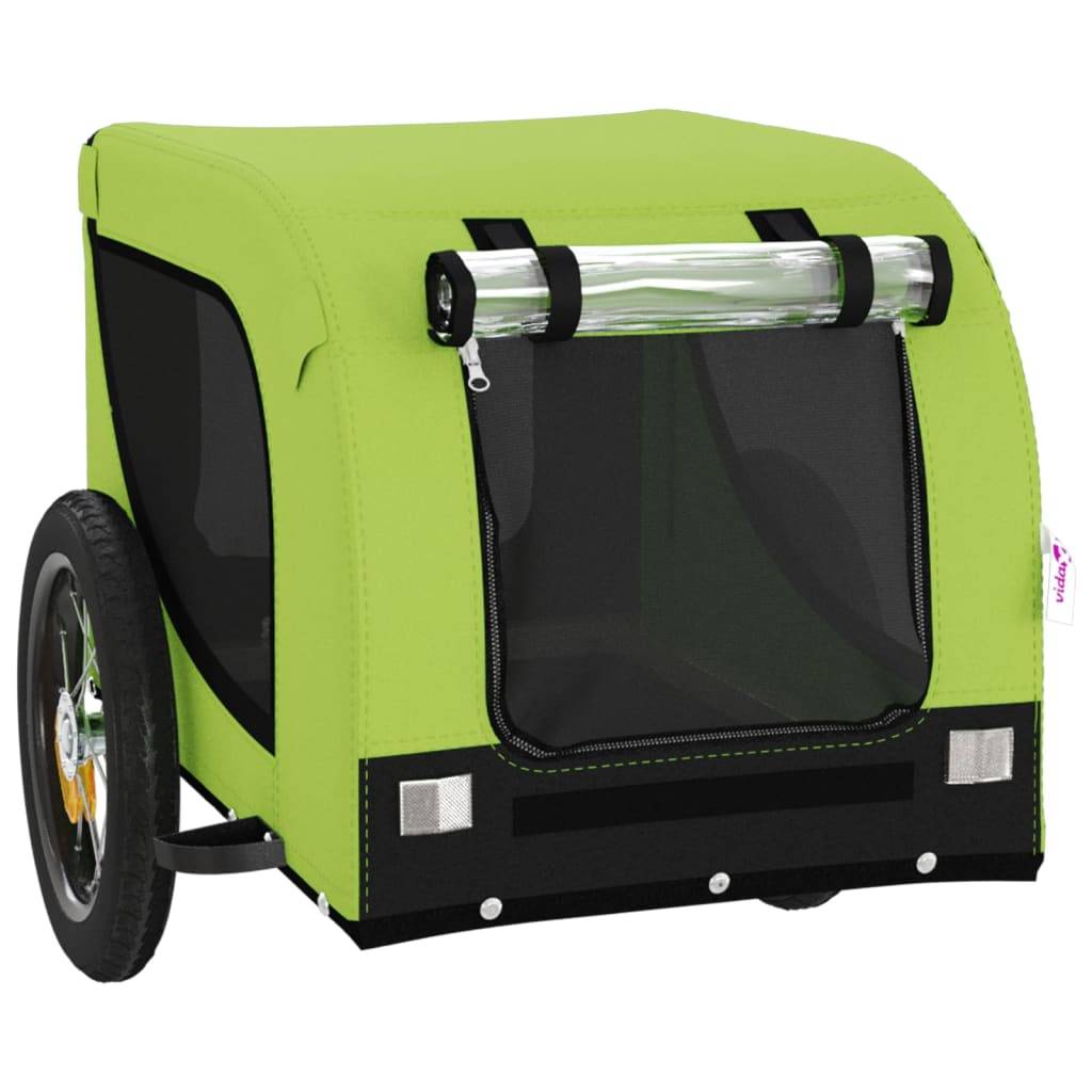 Remorque de vélo pour animaux fer et tissu vert et noir 124 x 53 x 53 ...