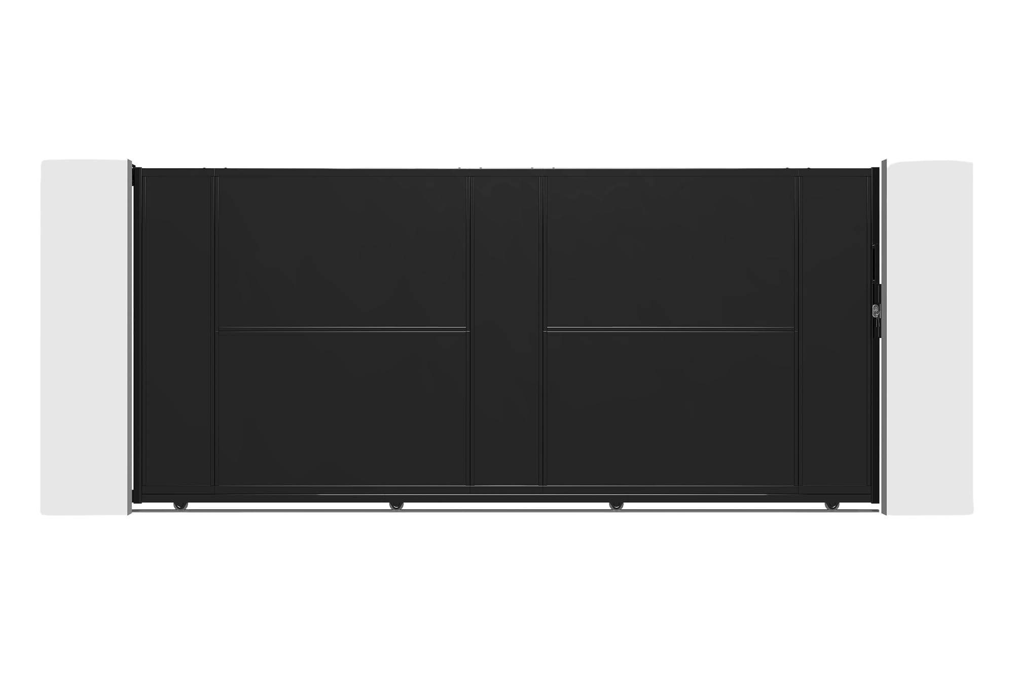 Casanoov Portail coulissant acier 3,5 m NALI H.160 cm noir + 2 poteaux ...