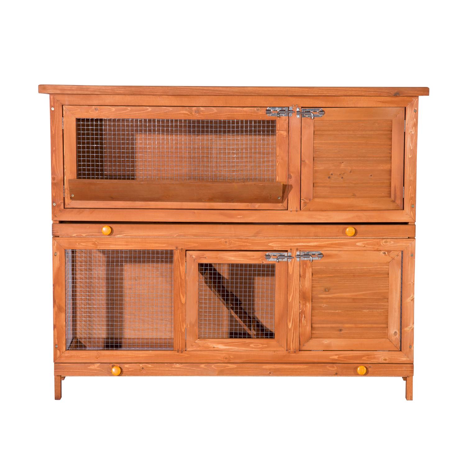Grand clapier à lapins bois extérieur 2 étages avec râtelier à foin ...