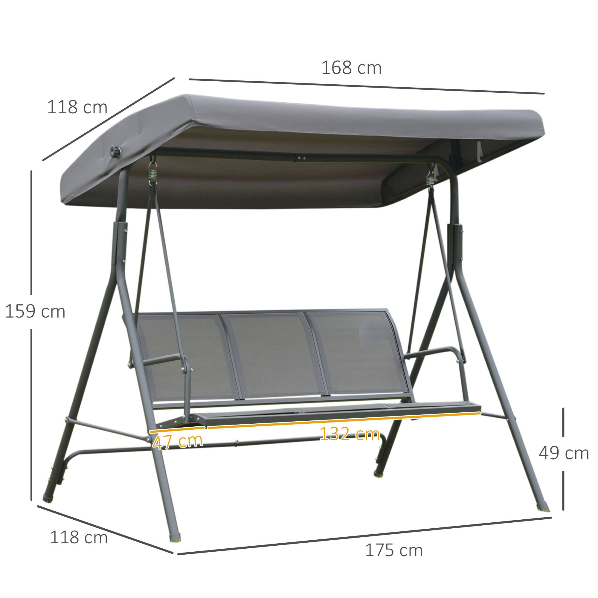 Balancelle de jardin acier et textilène gris 175 x 118 x 159 cm ...