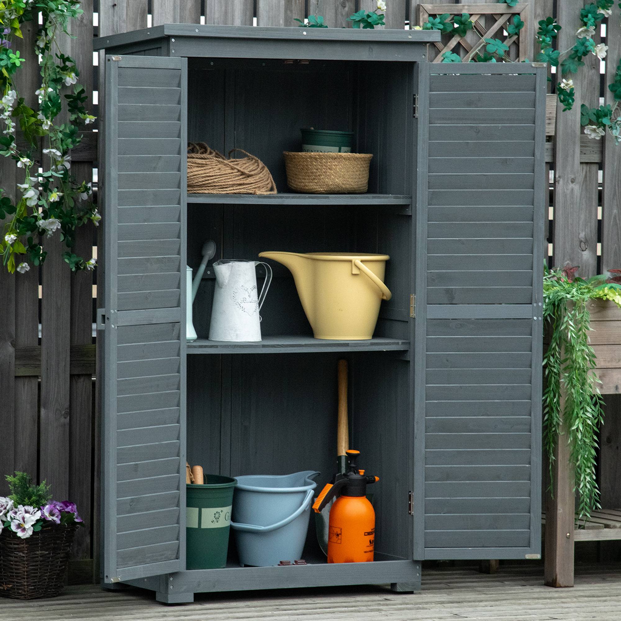 Armoire de jardin bois griss 87 x 46.5 x 160 cm - PANGIVO - Jardiland