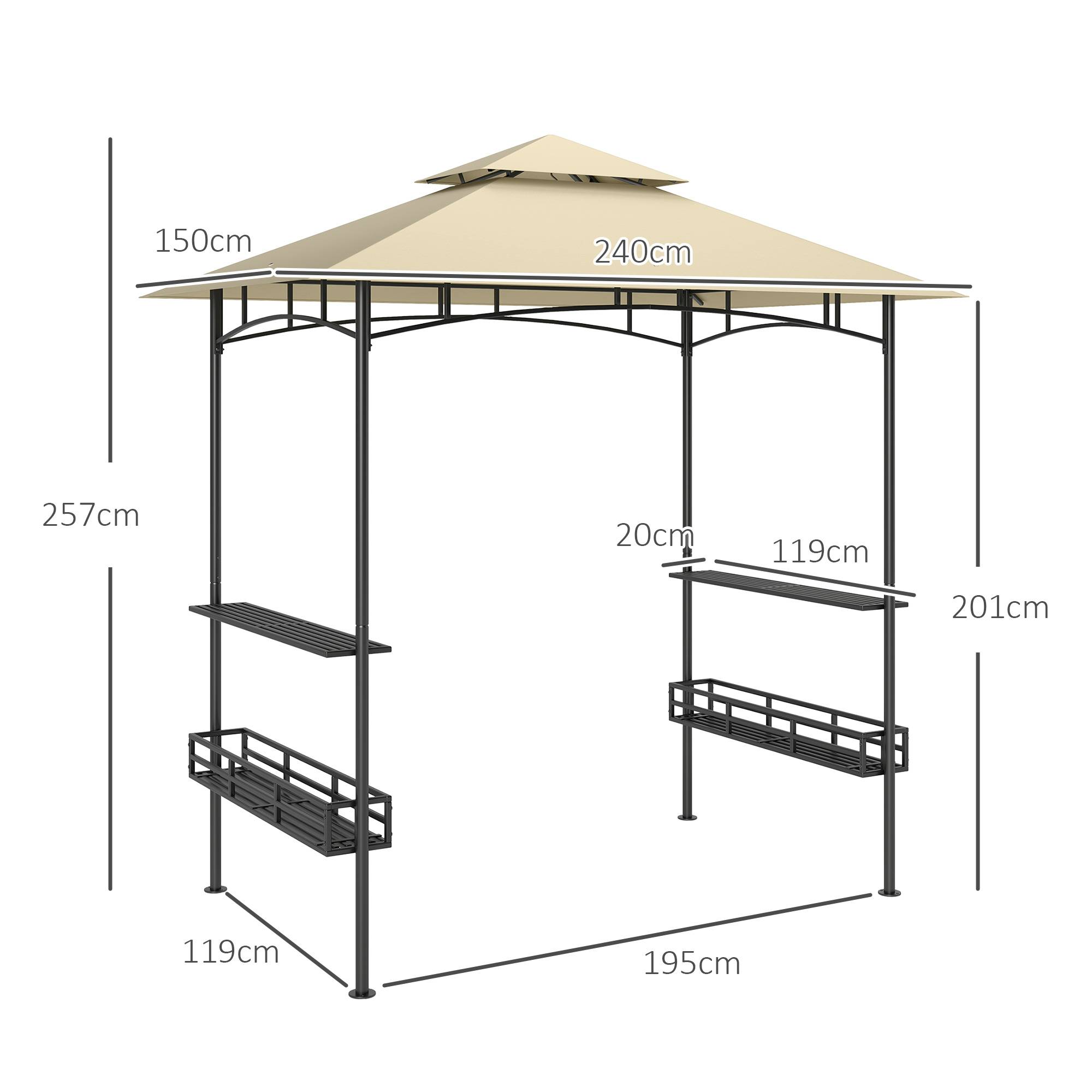 Pavillon barbecue acier beige 240 x 150 x 257 cm - PANGIVO - Jardiland