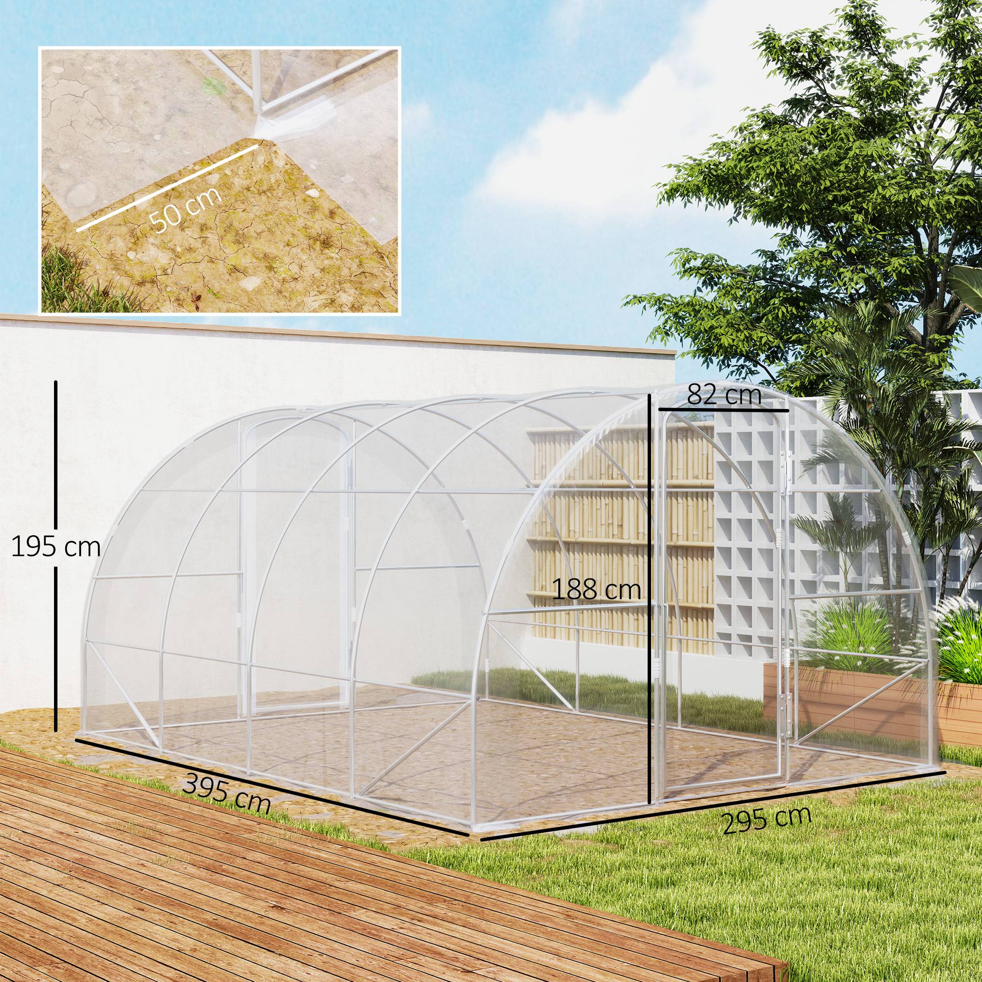 Serre de jardin tunnel 4 x 3 x 2 m 12 m² avec 2 portes à charnières ...