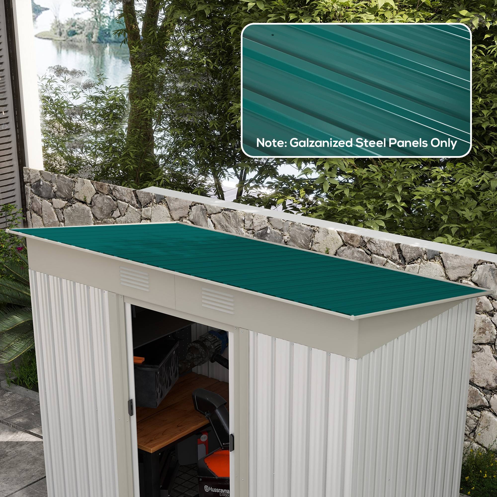 Abri de jardin acier galvanisé vert 129 x 45 x 0,03 cm - PANGIVO ...