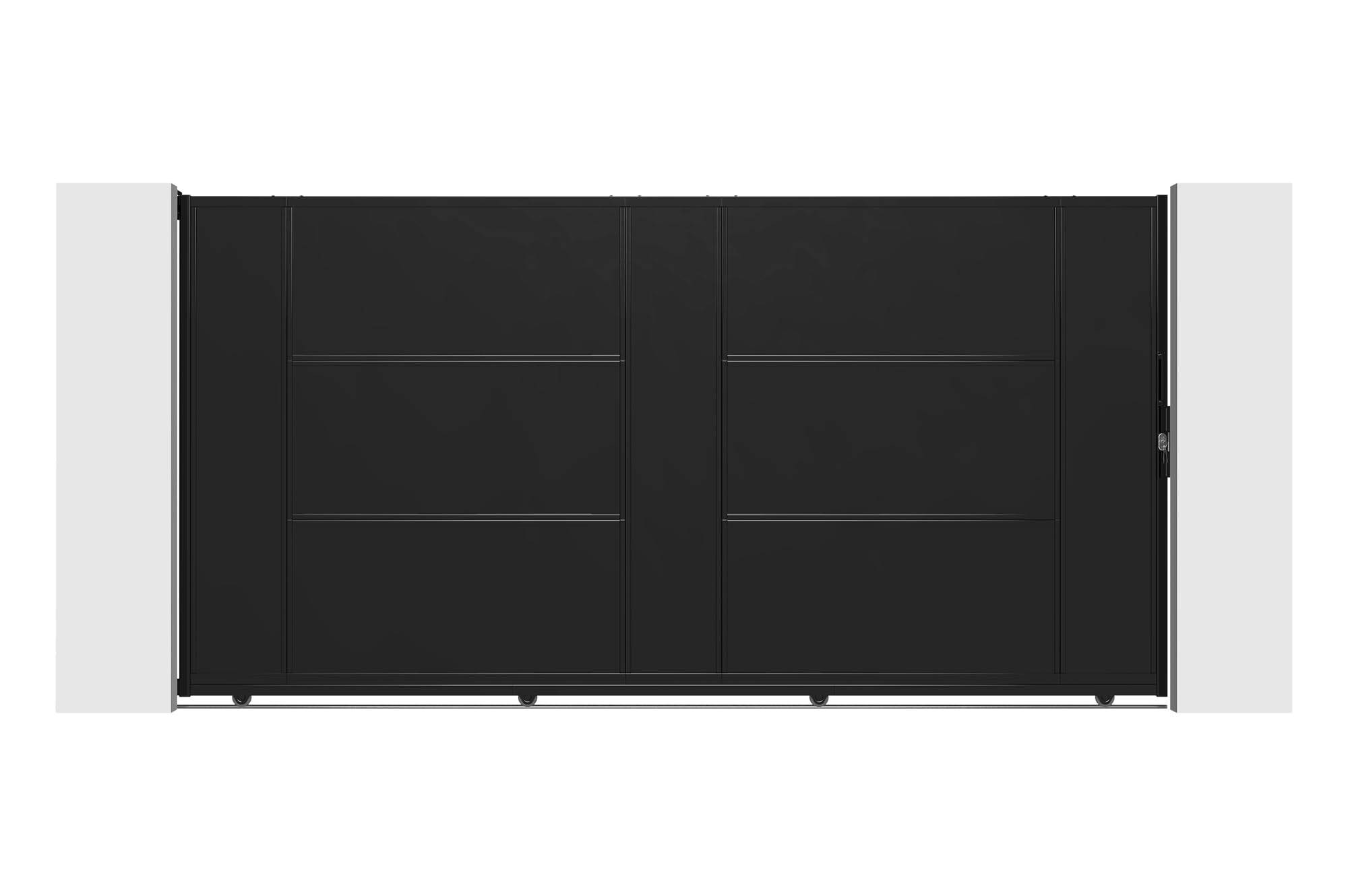 Casanoov Portail coulissant acier 3,5 m NALI H.180 cm noir + moteur ...