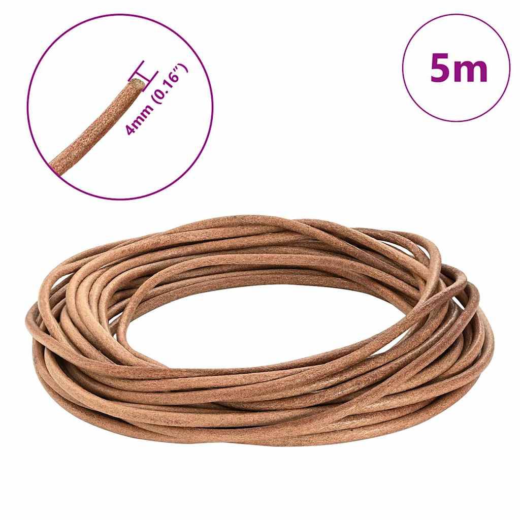 Corde en Cuir Marron Ø4 mm x 5 m Cuir Maison Chic - Jardiland