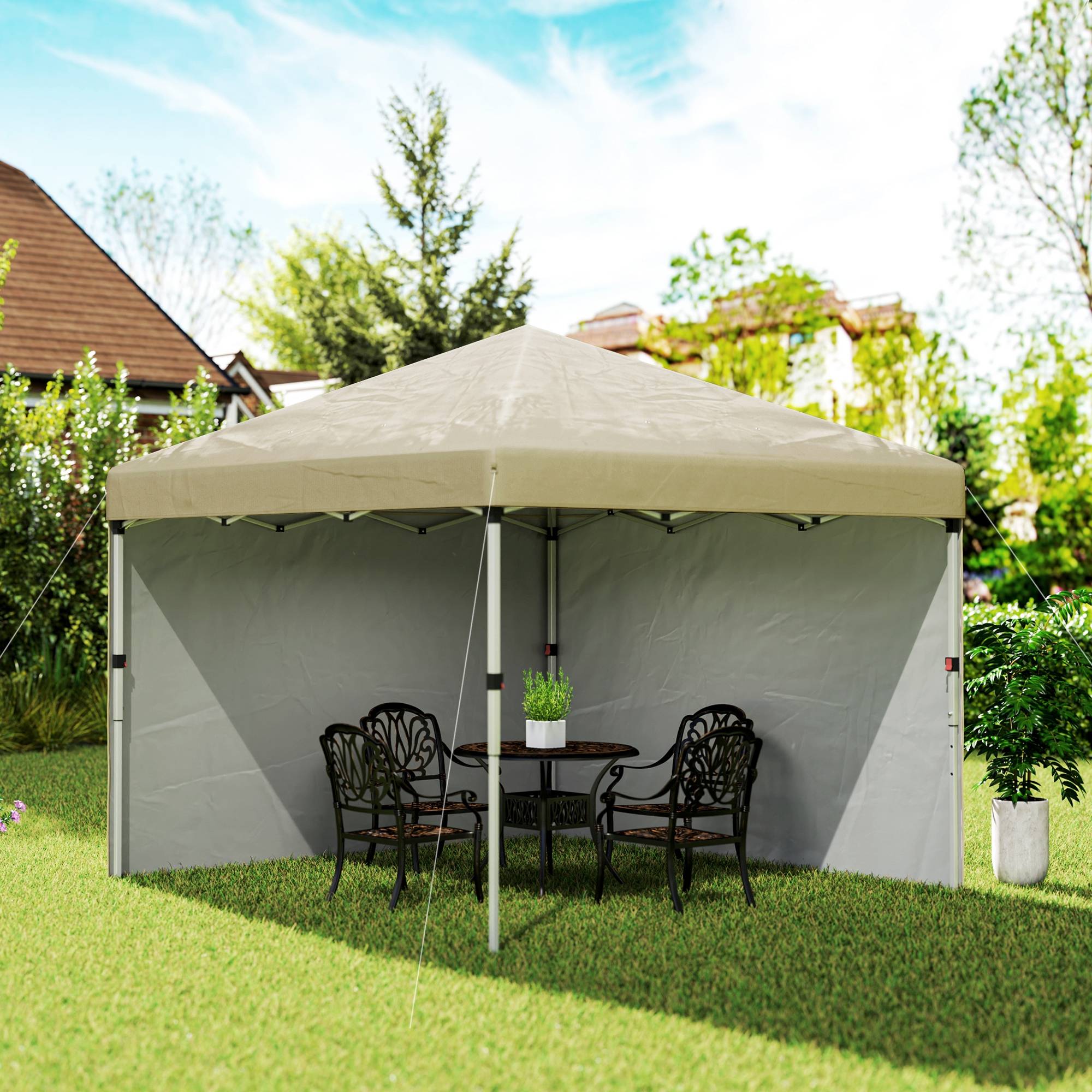 Tonnelle de jardin acier gris 297 x 297 x 288 cm - PANGIVO - Jardiland
