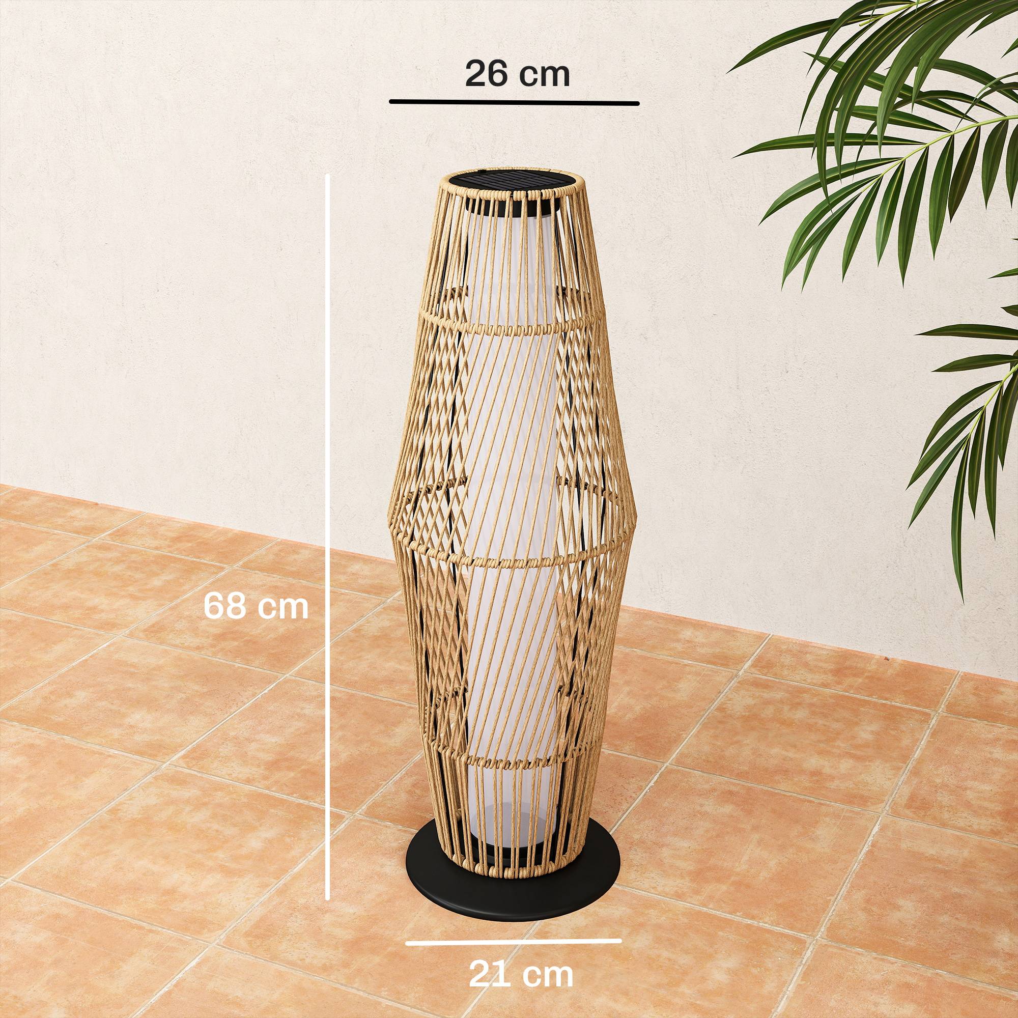 Lanterne solaire Résine tressée éclairage patio capteur automatique ...