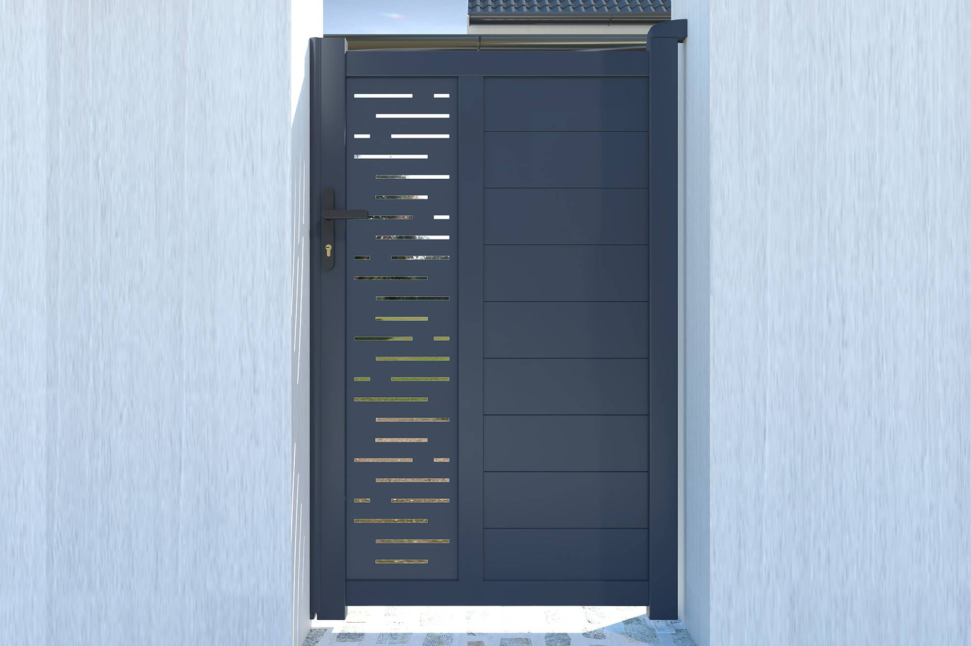 Portillon 1m ARLBERG H.180 cm + 2 Poteaux H.190 cm aluminium gris 180 x ...