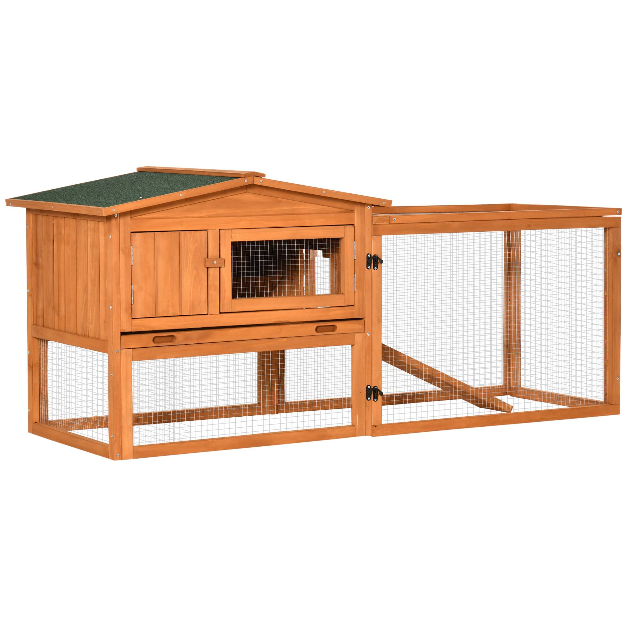 Cage à lapins bois extérieur 2 étages avec enclos amovible toit ouvrant ...
