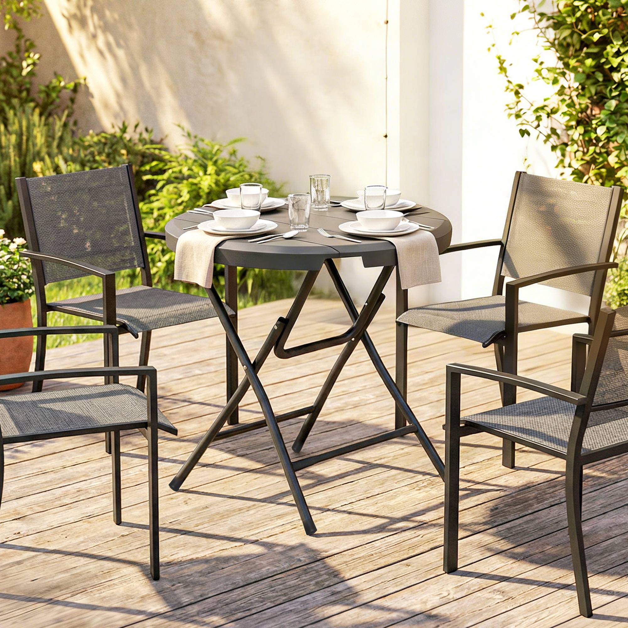 Table de jardin ronde table de salle à manger extérieur pour 4 ...