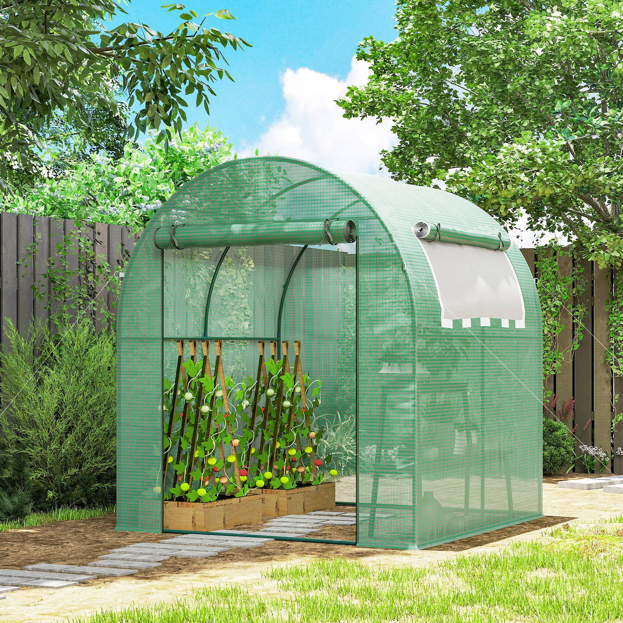 Serre tunnel PE 3,24m² potagers protection intempéries 180x180x200cm ...