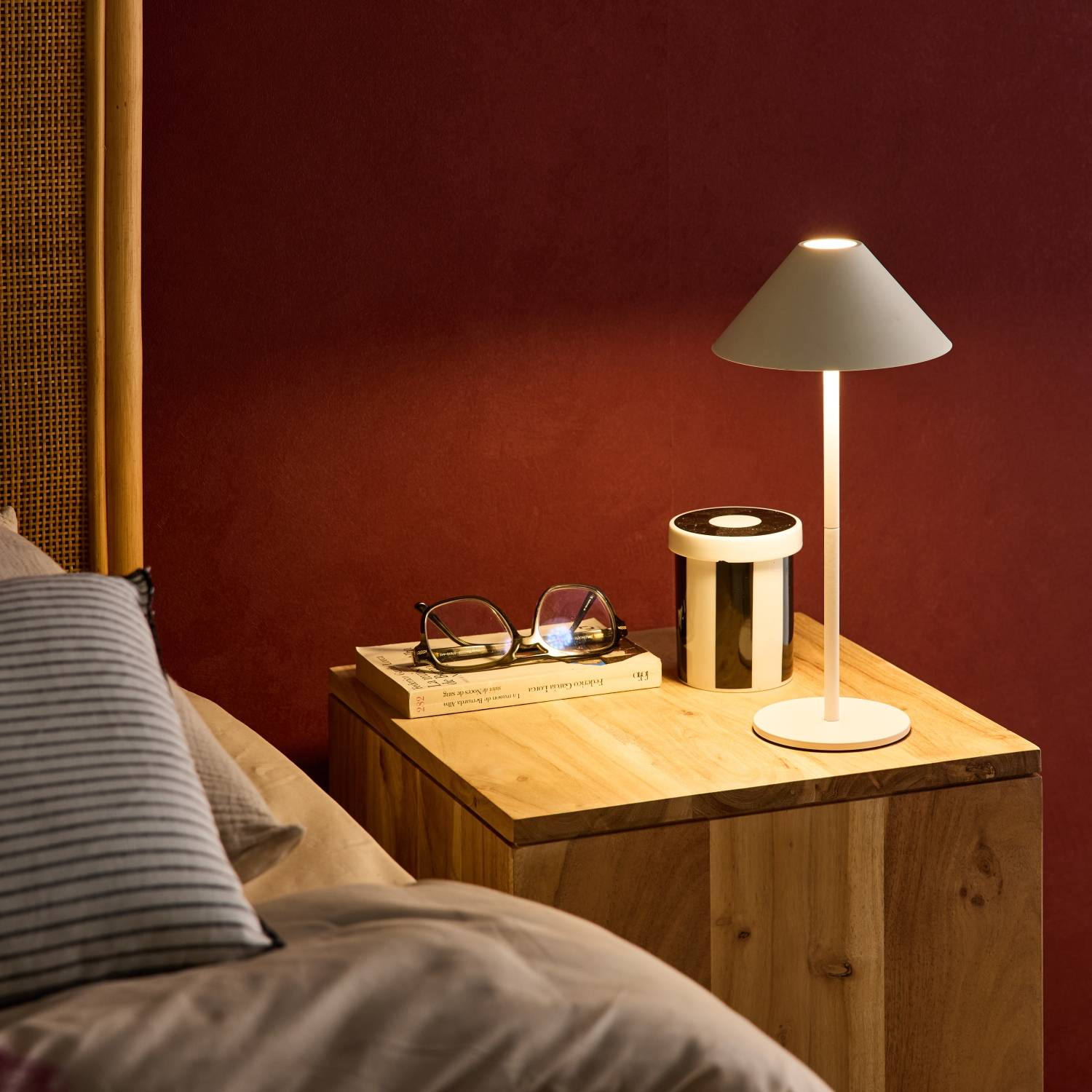 Lampe à poser intérieur/extérieur LED sans fil rechargeable Adam blanc ...