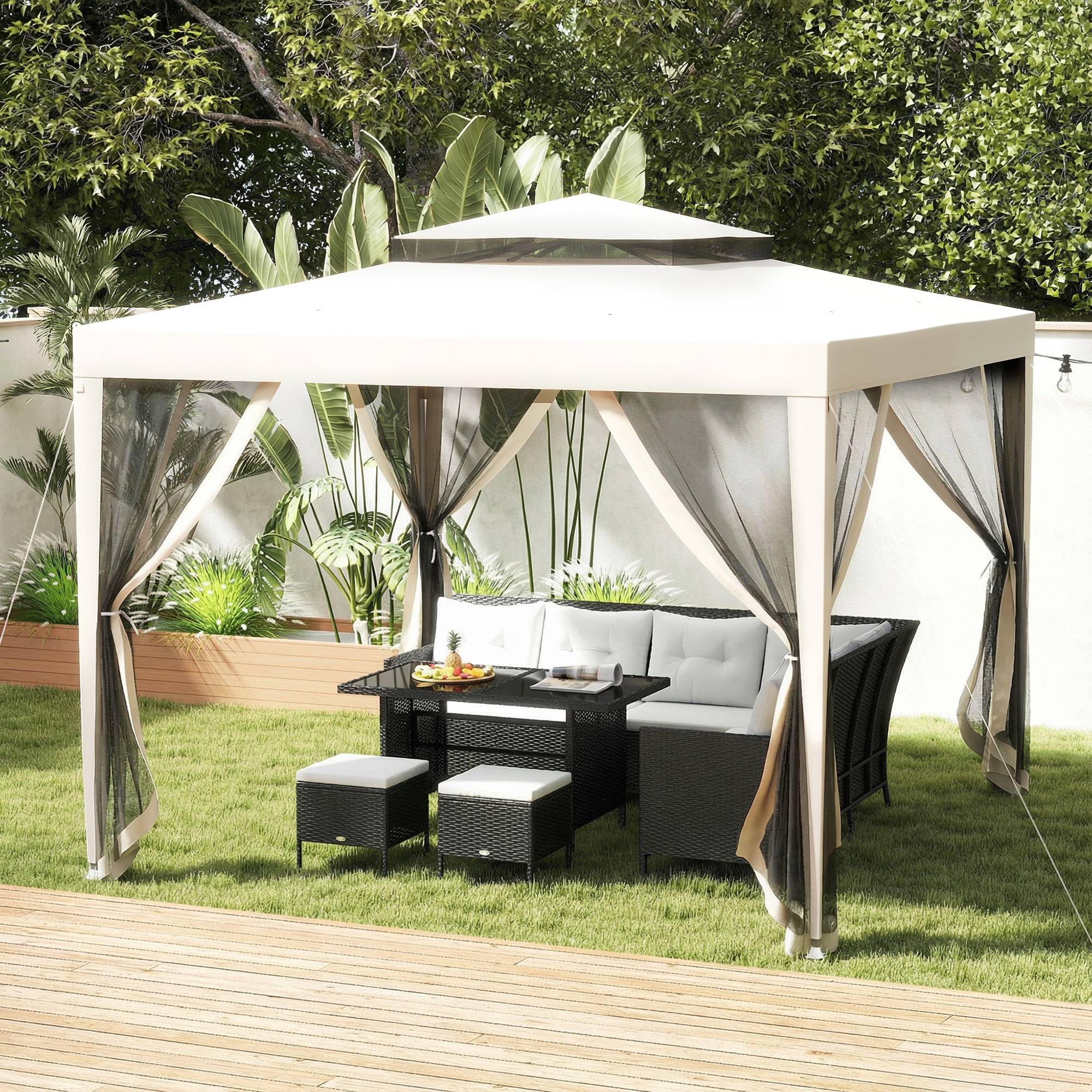 Tonnelle barnum de jardin 3 x 3 m avec 4 moustiquaires amovibles ...