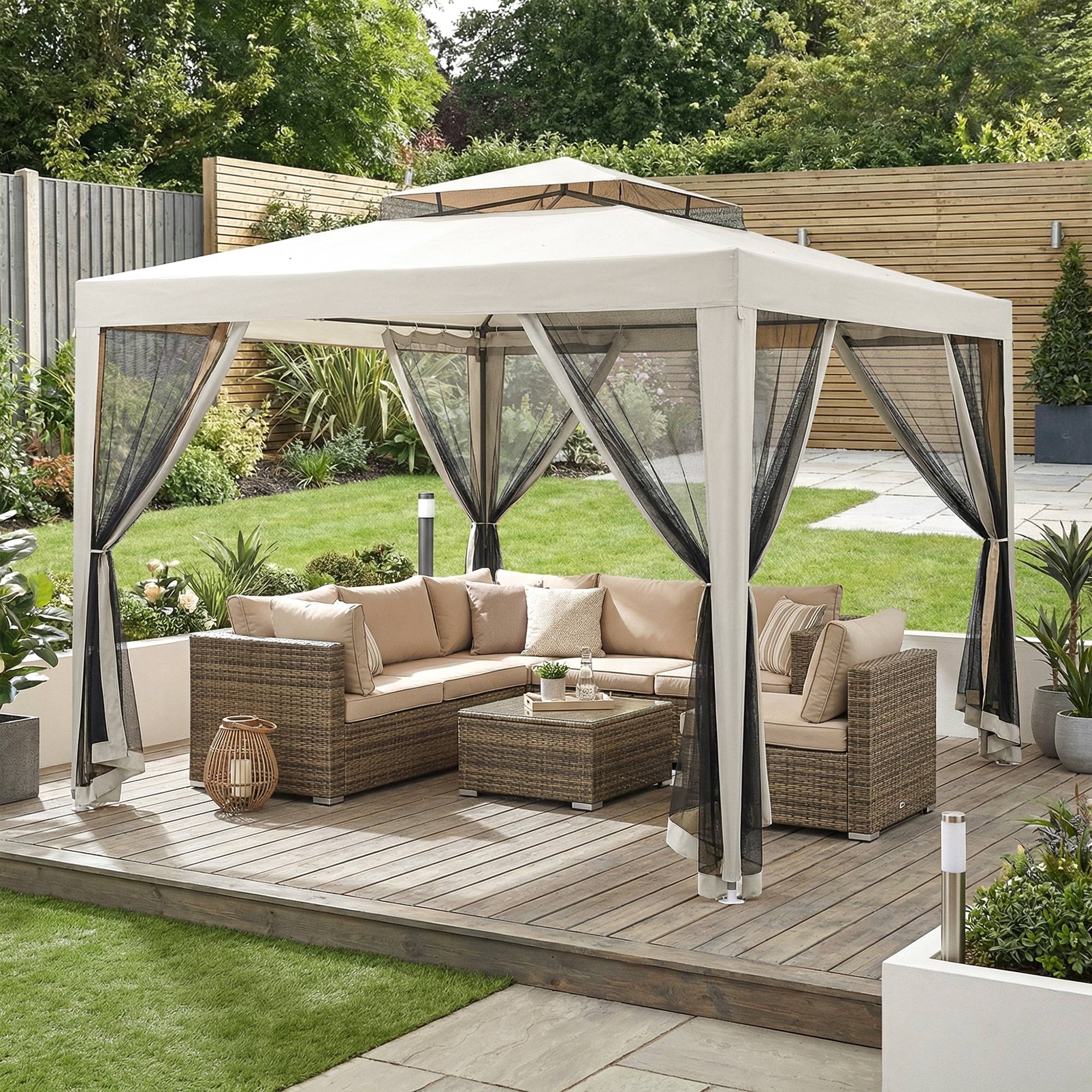 Tonnelle barnum de jardin 3 x 3 m avec 4 moustiquaires amovibles ...