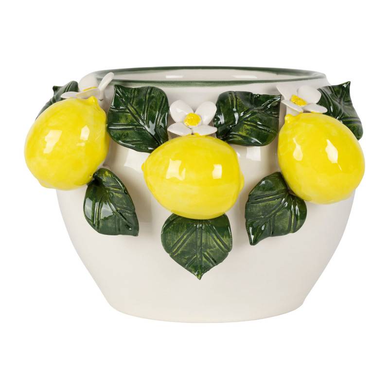 Vase citronnier jaune vert dolomite 20x23x15cm - Jardiland