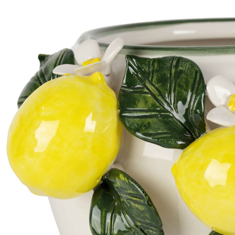 Vase citronnier jaune vert dolomite 20x23x15cm - Jardiland