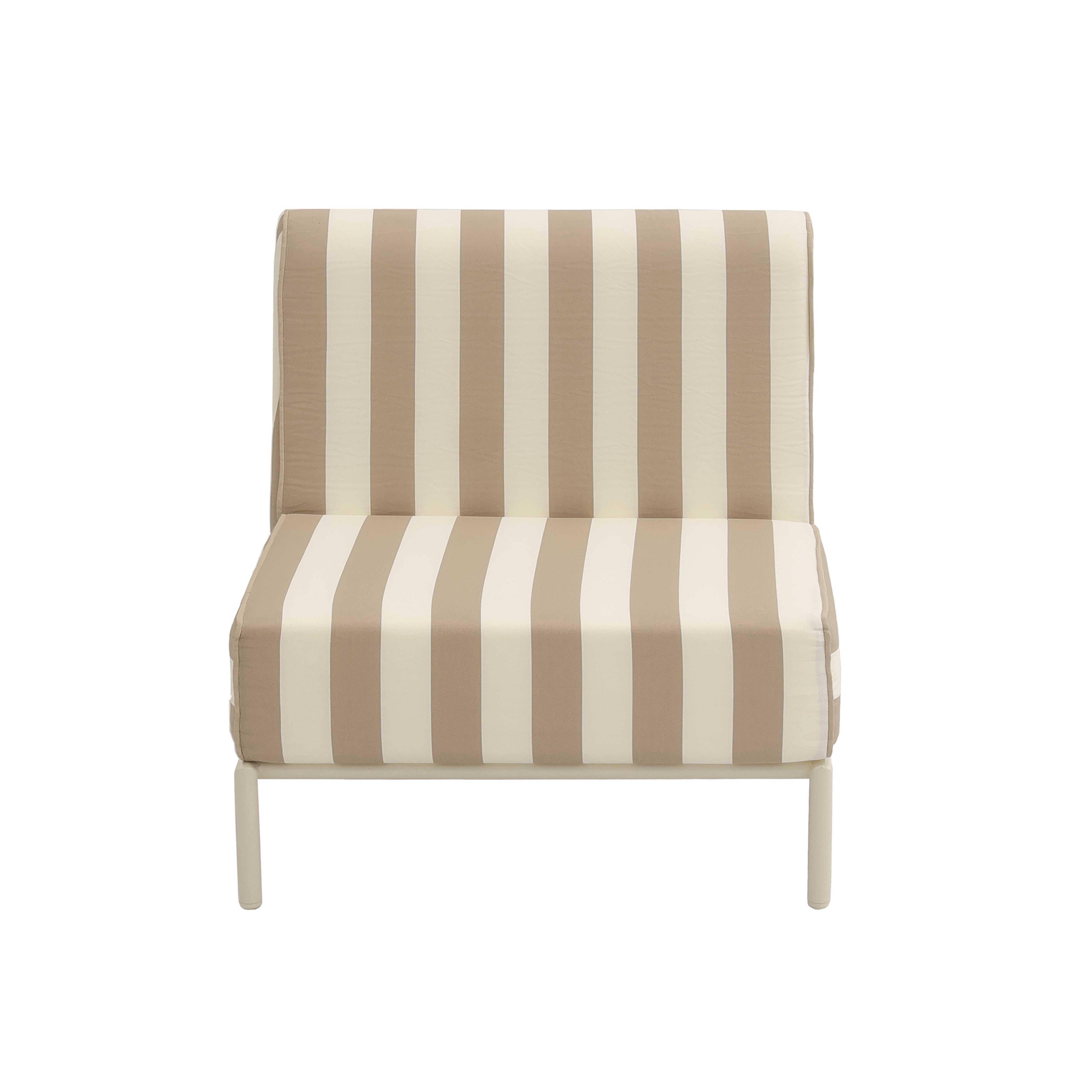 Chauffeuse rayé pour salon de jardin modulable en tissu beige Patio ...